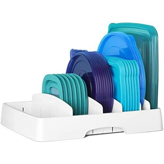 StoraLid Adjustable Food Container Lid Organizer for Kitchen Cabinet ...