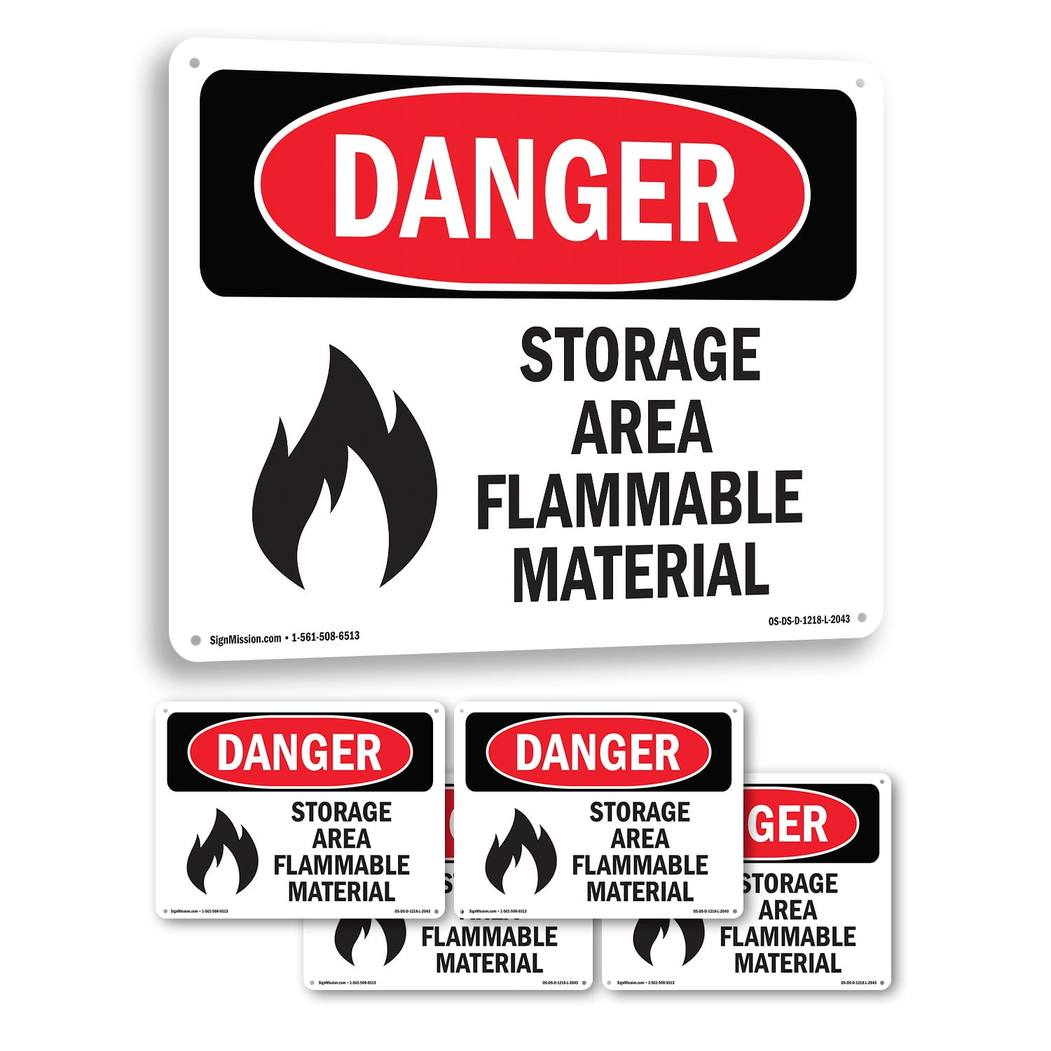 Storage Area Flammable Material OSHA Danger Rigid Plastic Sign 24 Inch ...