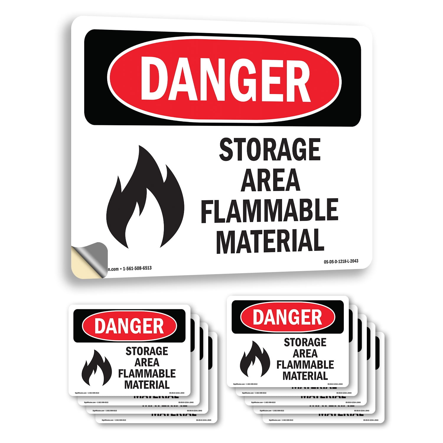 Storage Area Flammable Material OSHA Danger Vinyl Decal Label 18 Inch x ...
