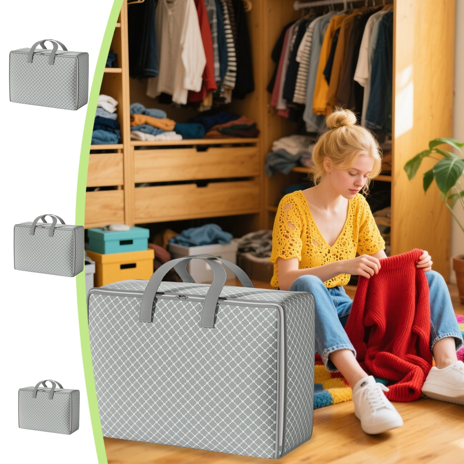 Storage Bag, Heavy Duty, Organizer, Reinforced Handles Double Zipper ...