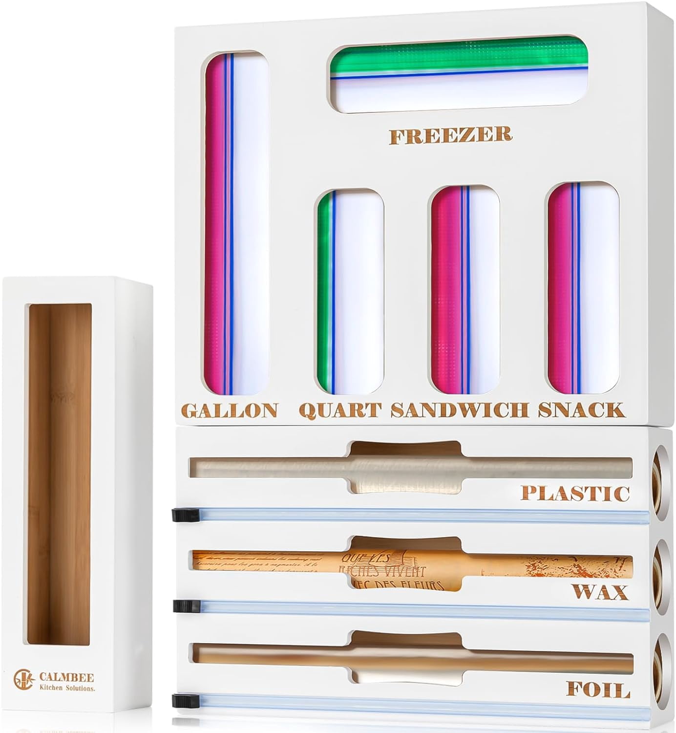 Storage Bag Organizer - Foil & Plastic Wrap Organizer with Cutter ...