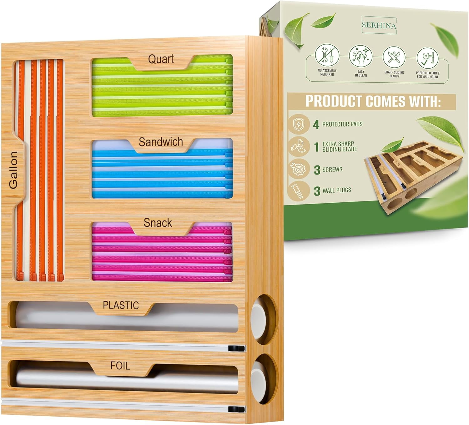 Storage Bag Organizer for Kitchen Drawer - Foil and Plastic Wrap ...