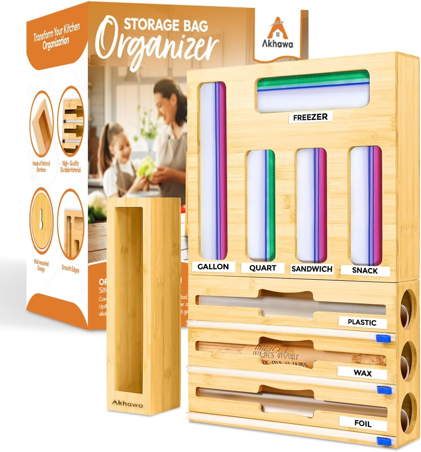 Storage Bag Organizer for Kitchen Drawer and Wall - 9 in 1 Baggie ...