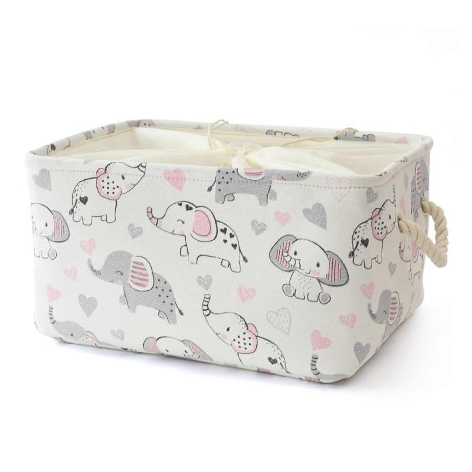 Elephant-Decorated Storage Basket, Collapsible, Ideal for Baby Shower ...
