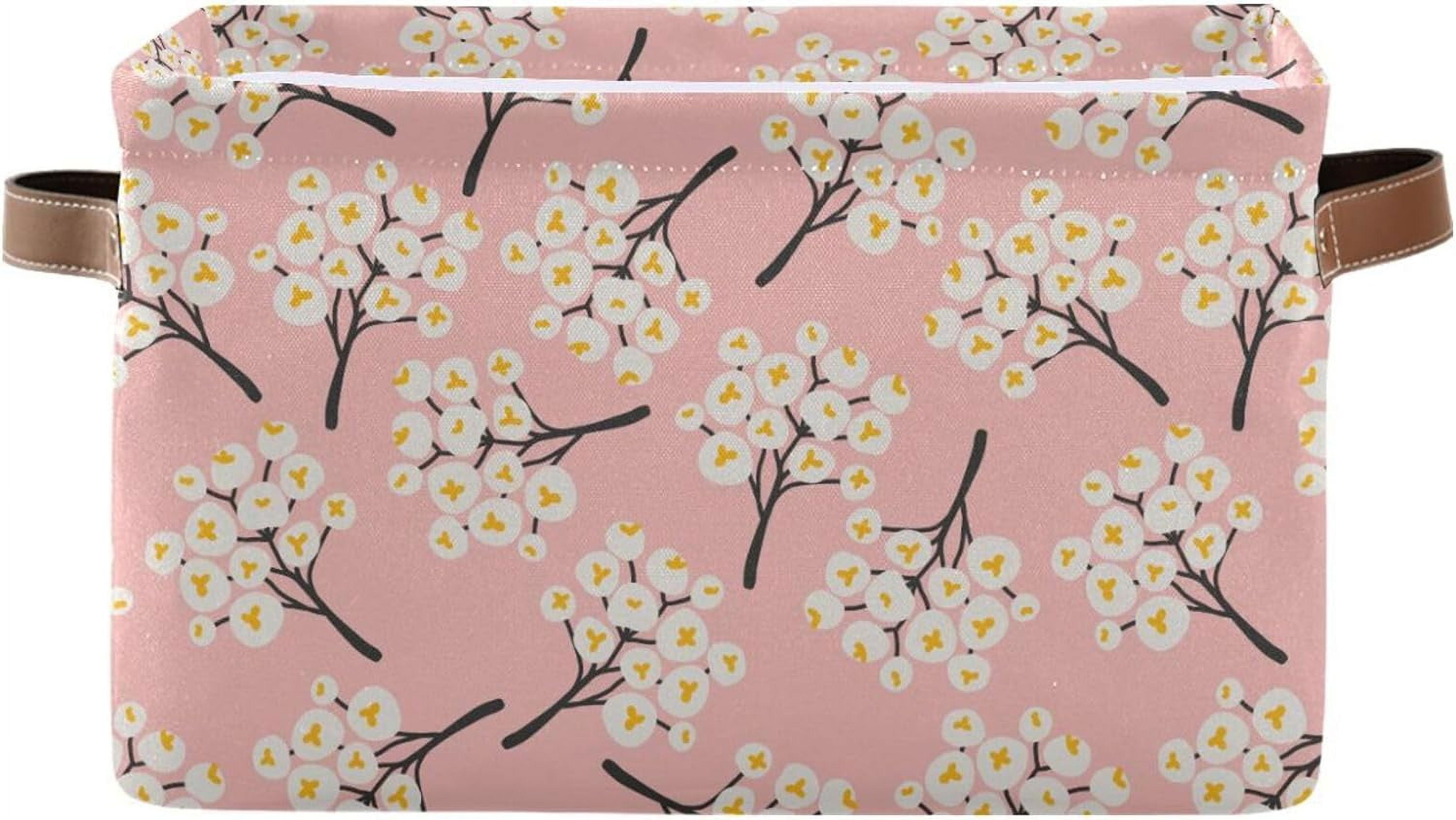 Storage Basket Berries Pink Foldable Canvas Laundry Baskets Bin ...