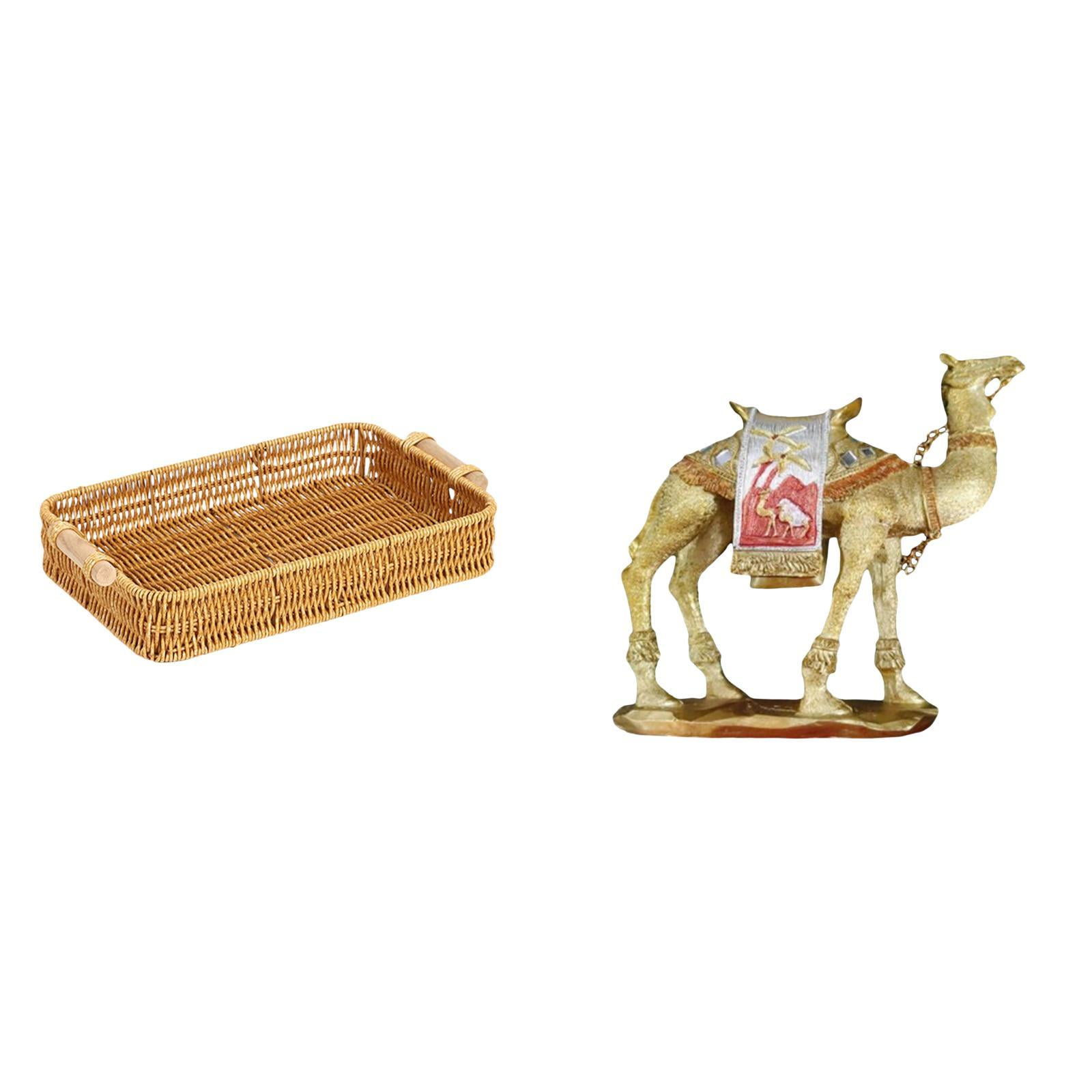 Storage Basket Camel Figurine Resin Animal Sculpture Elegant Weaving ...