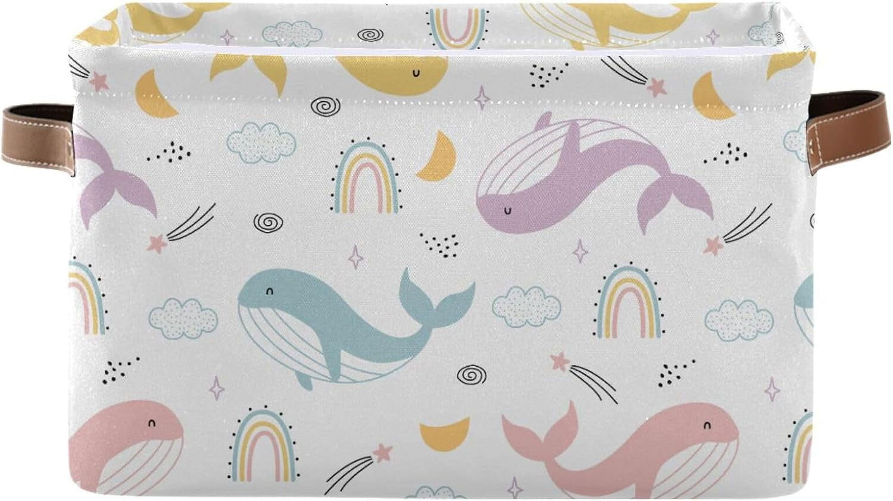 Storage Basket Cartoon Rainbow Whale Foldable Canvas Laundry Baskets ...