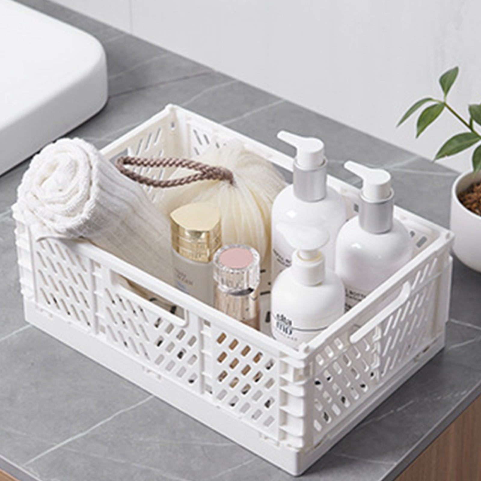 Storage Basket Desk Organizer,Folding Snack Station,Multi-Compartment ...