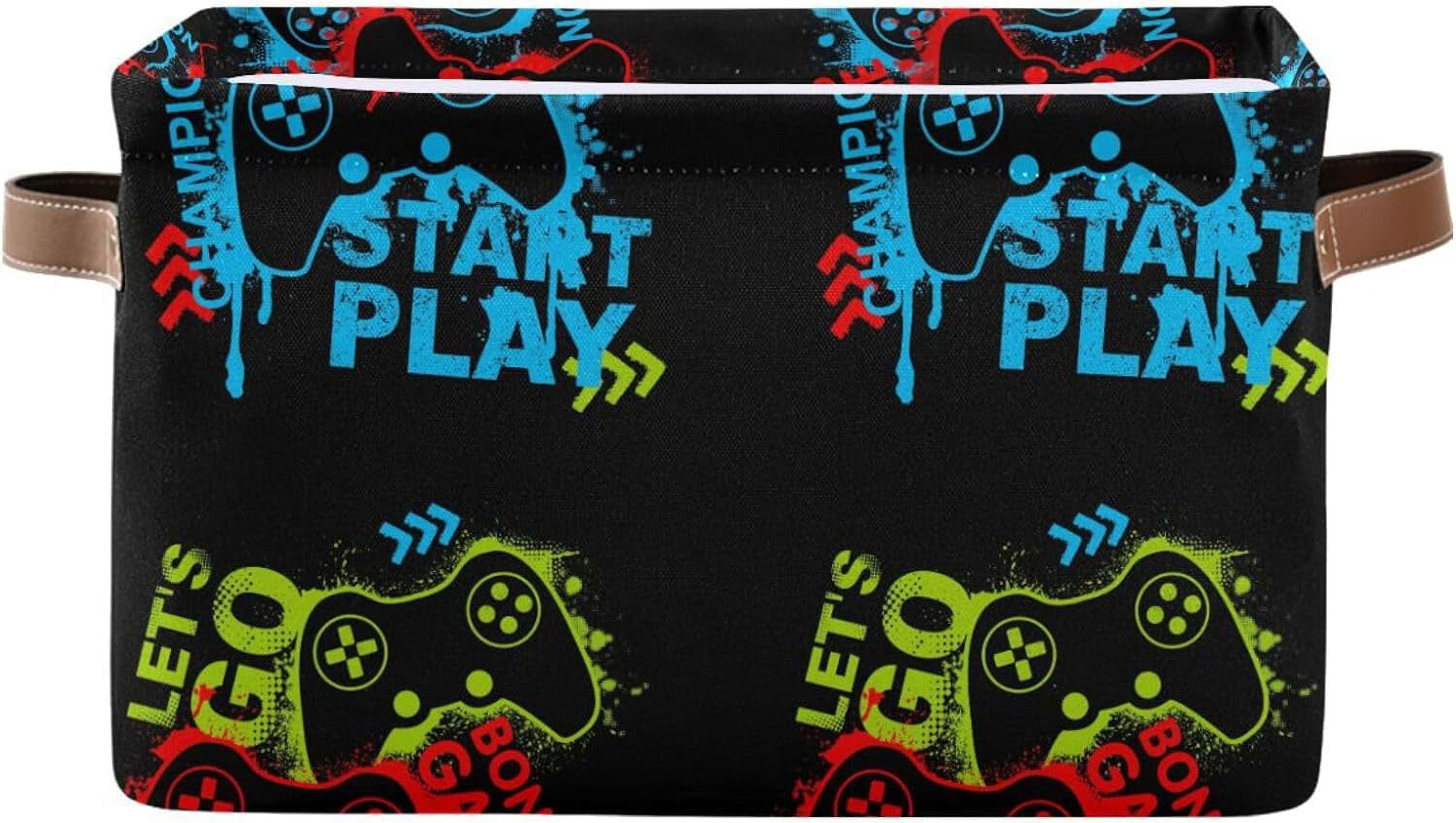 Storage Basket Gamepad Controller Storage Bin with Handle , Large ...