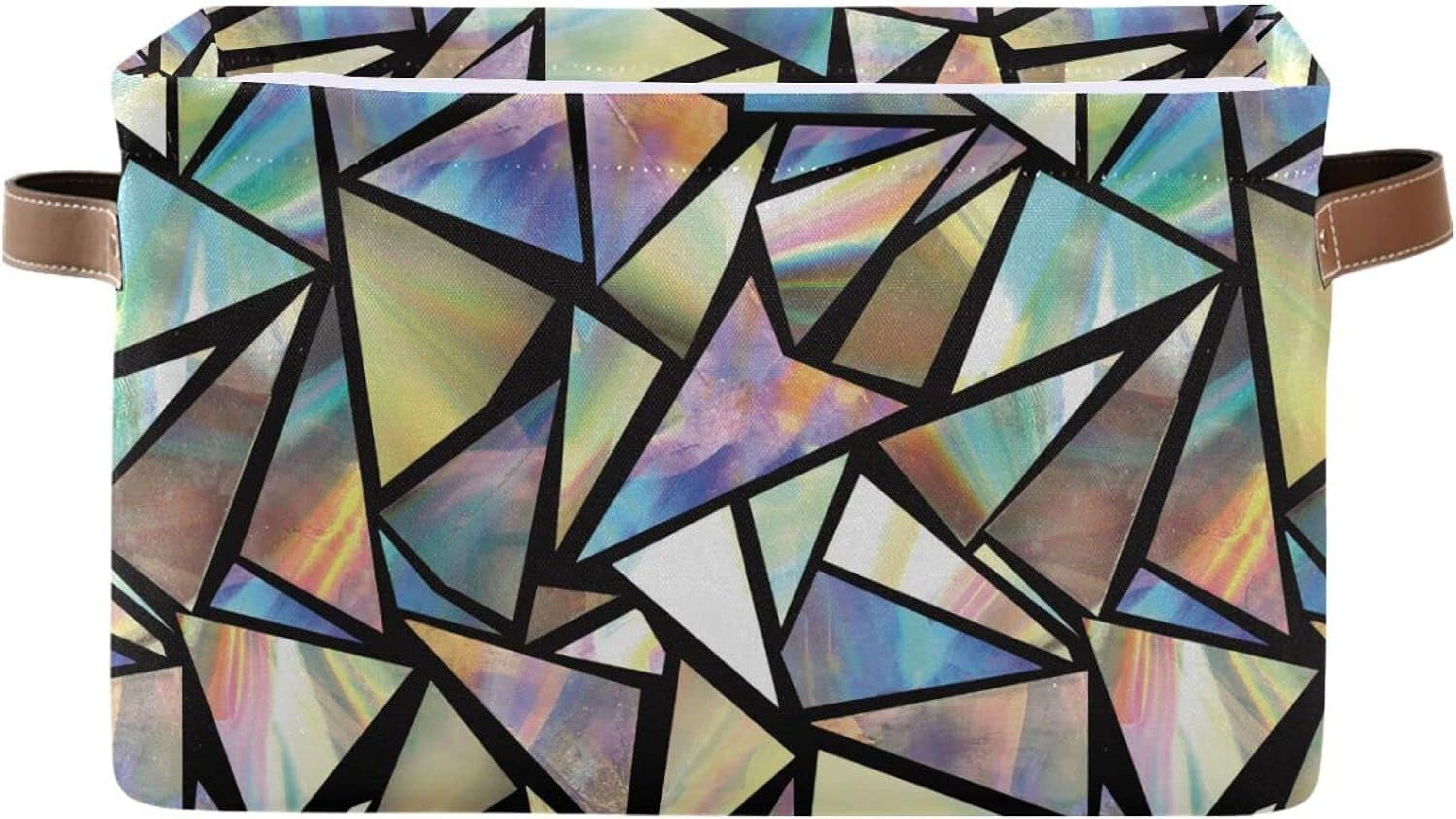 Storage Basket Iridescent Triangles Abstract Foldable Canvas Laundry ...