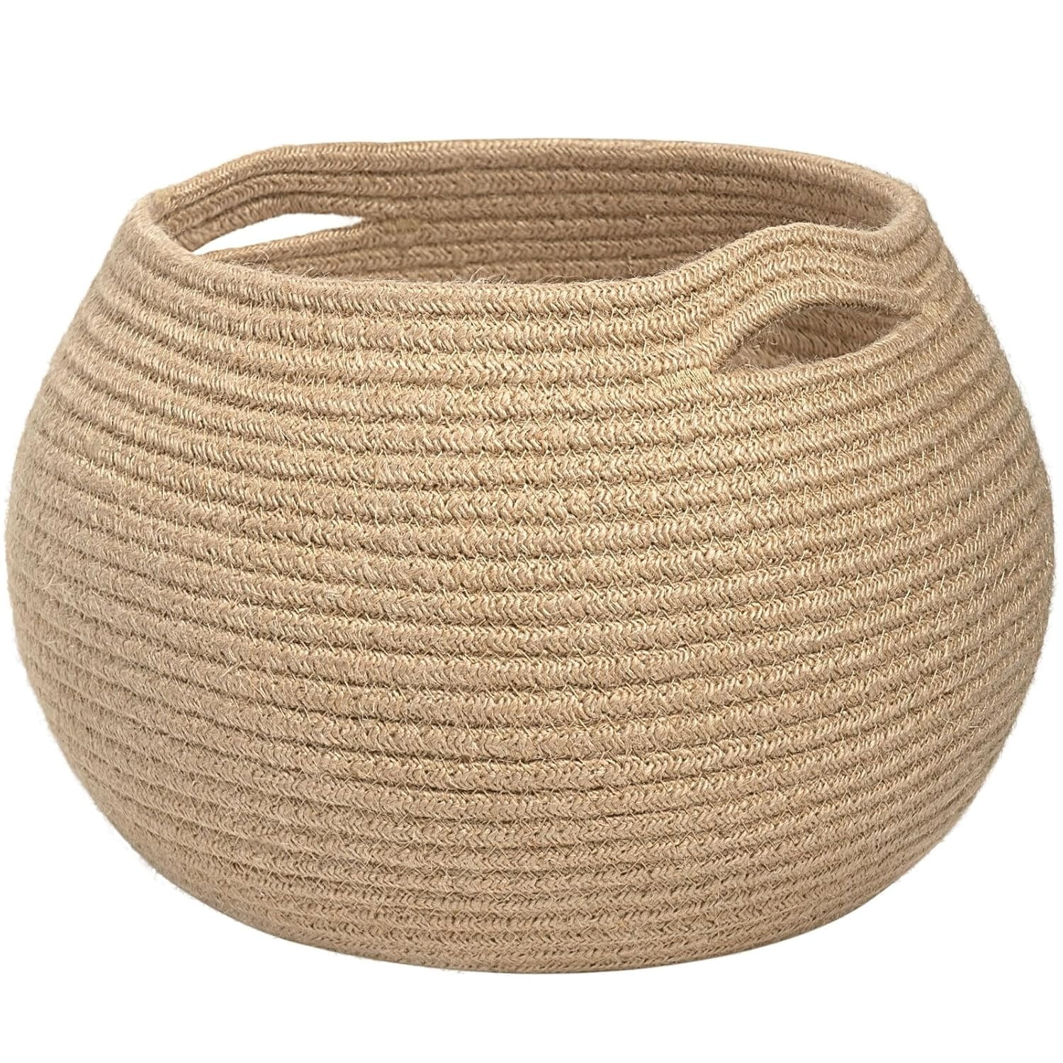 Storage Basket, Kvago Cute Round Woven Baskets with Handles, Small ...