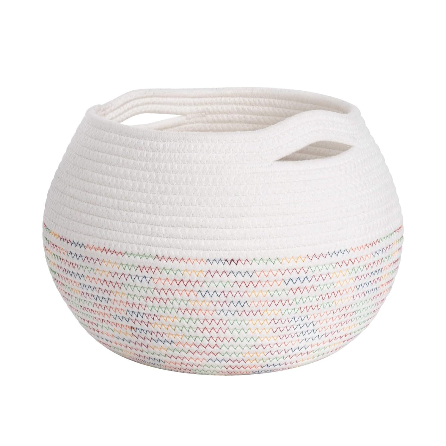 Storage Basket, Kvago Cute Round Woven Baskets with Handles, Small ...