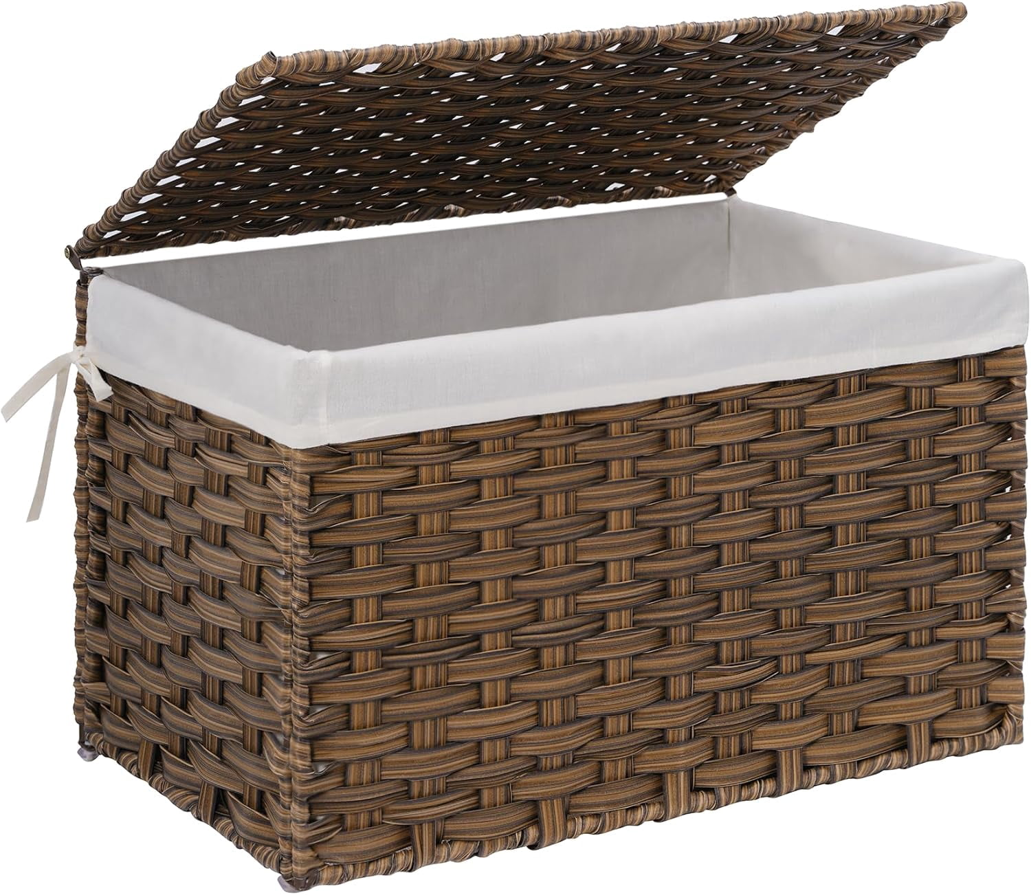 Storage Basket with Lid, 160 Liter Storage Box, Wicker Blanket Storage ...