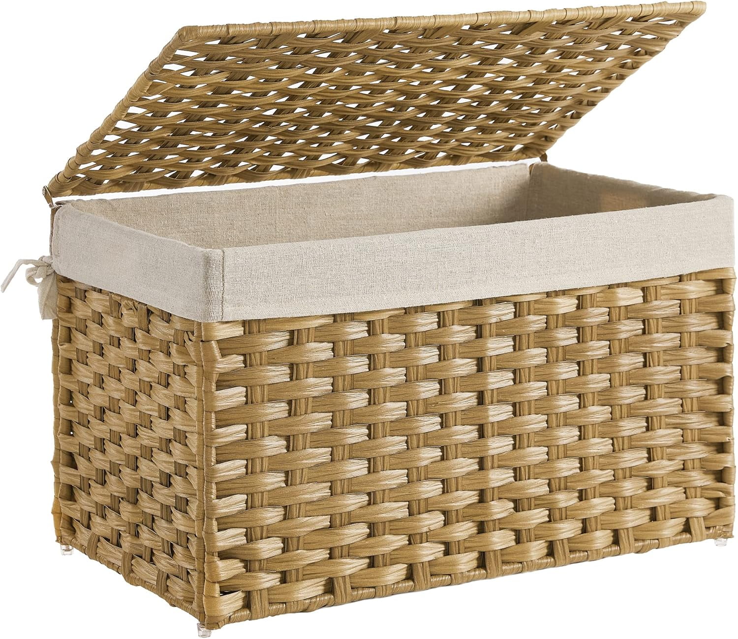 Storage Basket with Lid, 17.2 Gallon (65L) Storage Bin, Woven Blanket ...