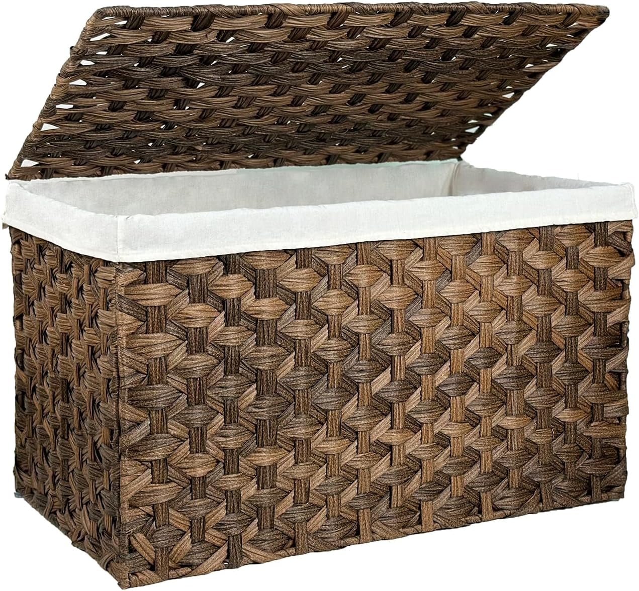 Storage Basket with Lid, 42.3 Gallon (160L) Wicker Storage Trunk with ...