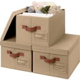 Storage Basket with Lid, Linen Fabric Storage Bins with Label ...