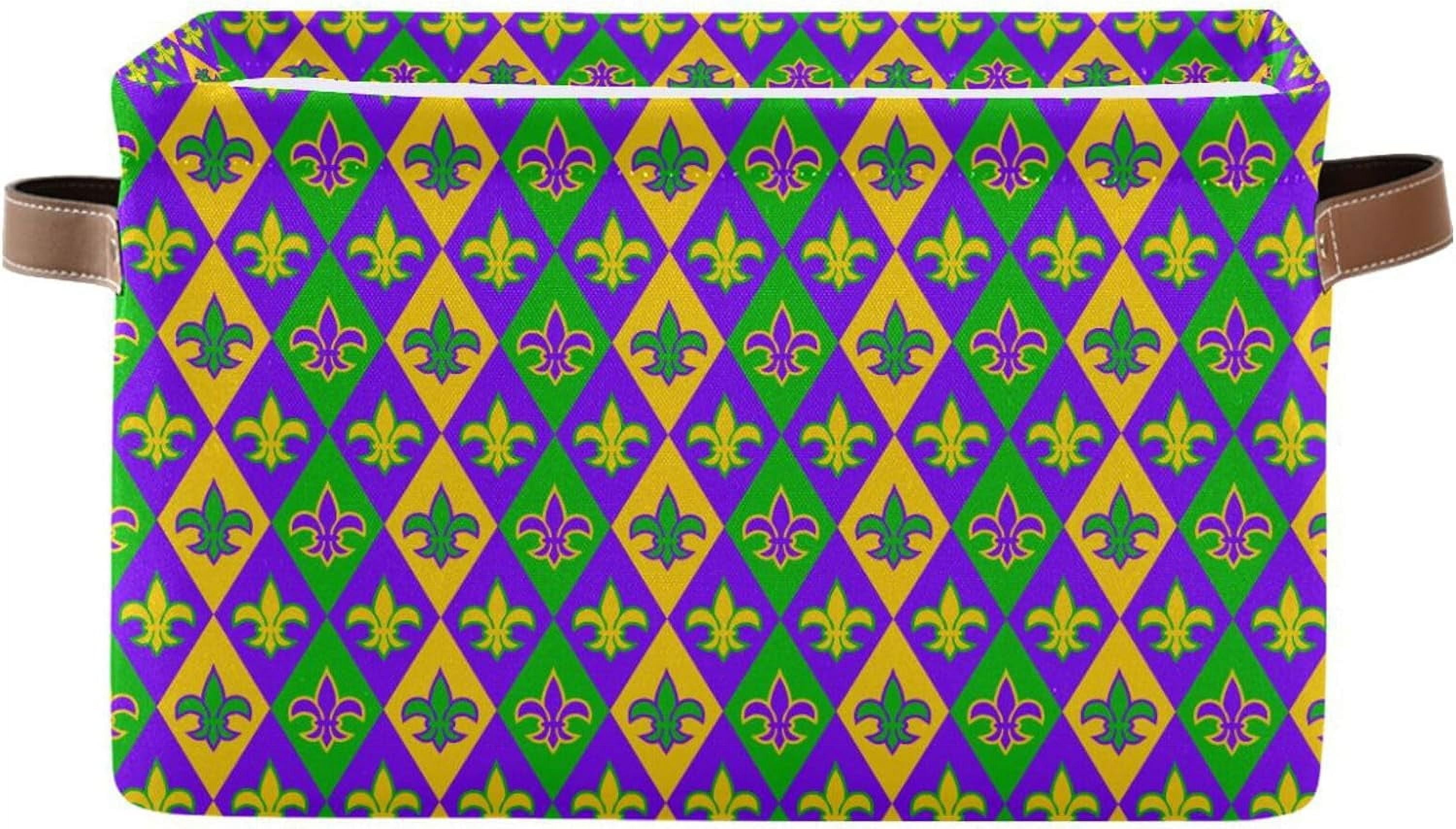 Storage Basket Mardi Gras Foldable Canvas Laundry Baskets Bin ...