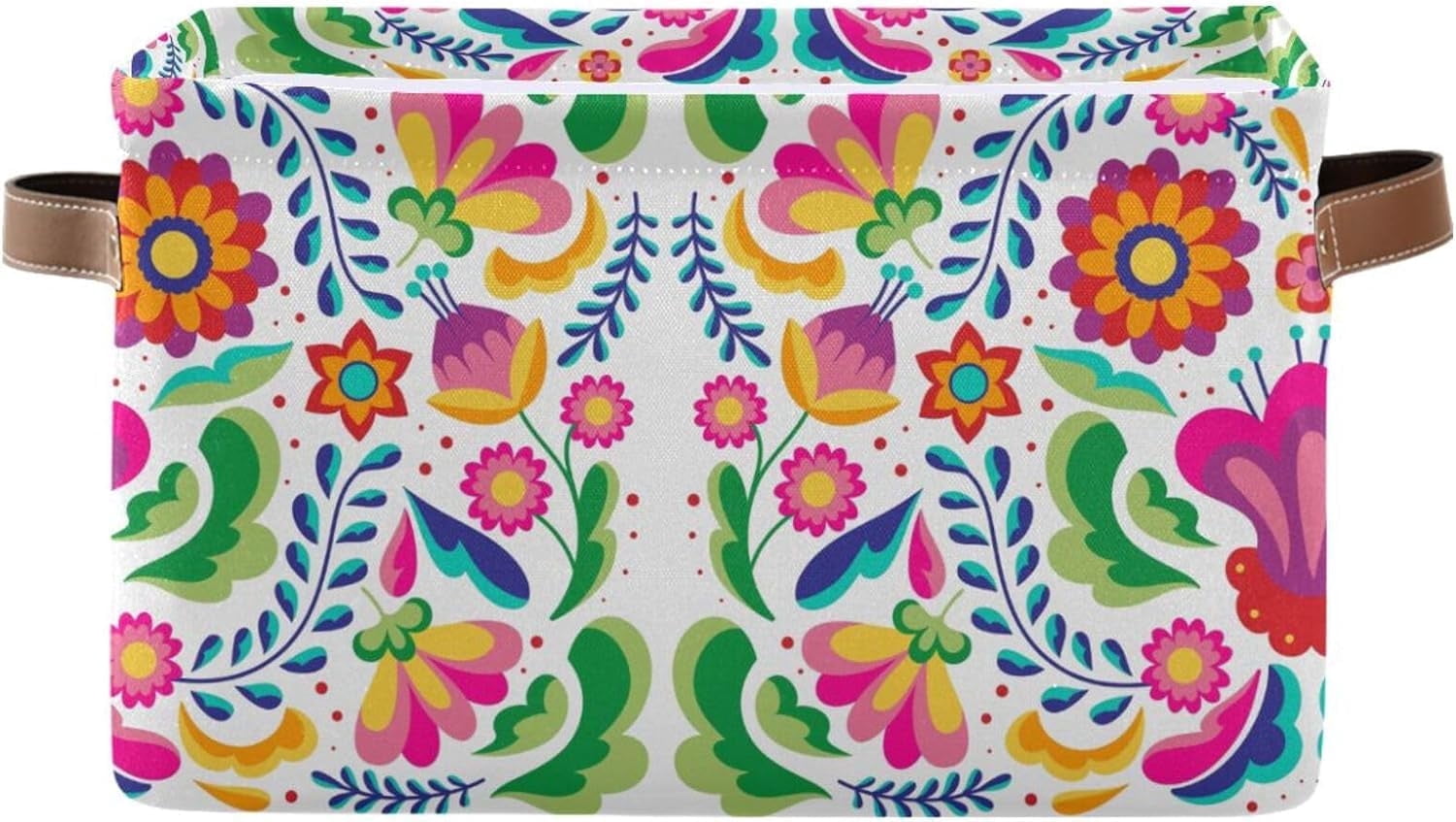 Storage Basket Mexican Floral Storage Bin with Handle , Large Storage ...