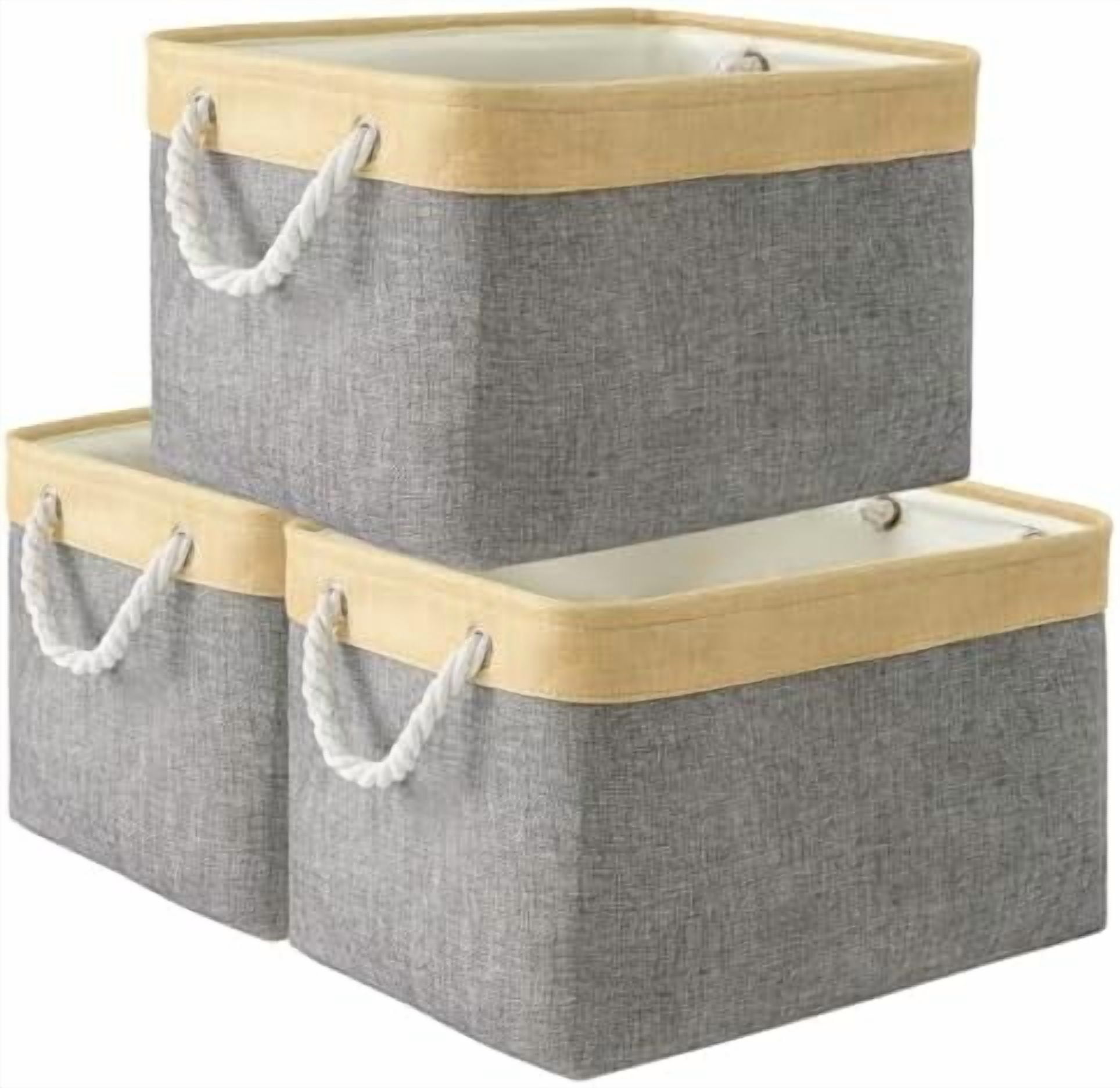 Storage Basket for Organizing - Fabric Large Cubes 3 Pack 16x12x12 inch ...