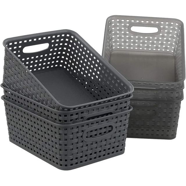 Storage Basket: Plastic Rattan, Multipurpose Use, Inverted Trapezoidal ...