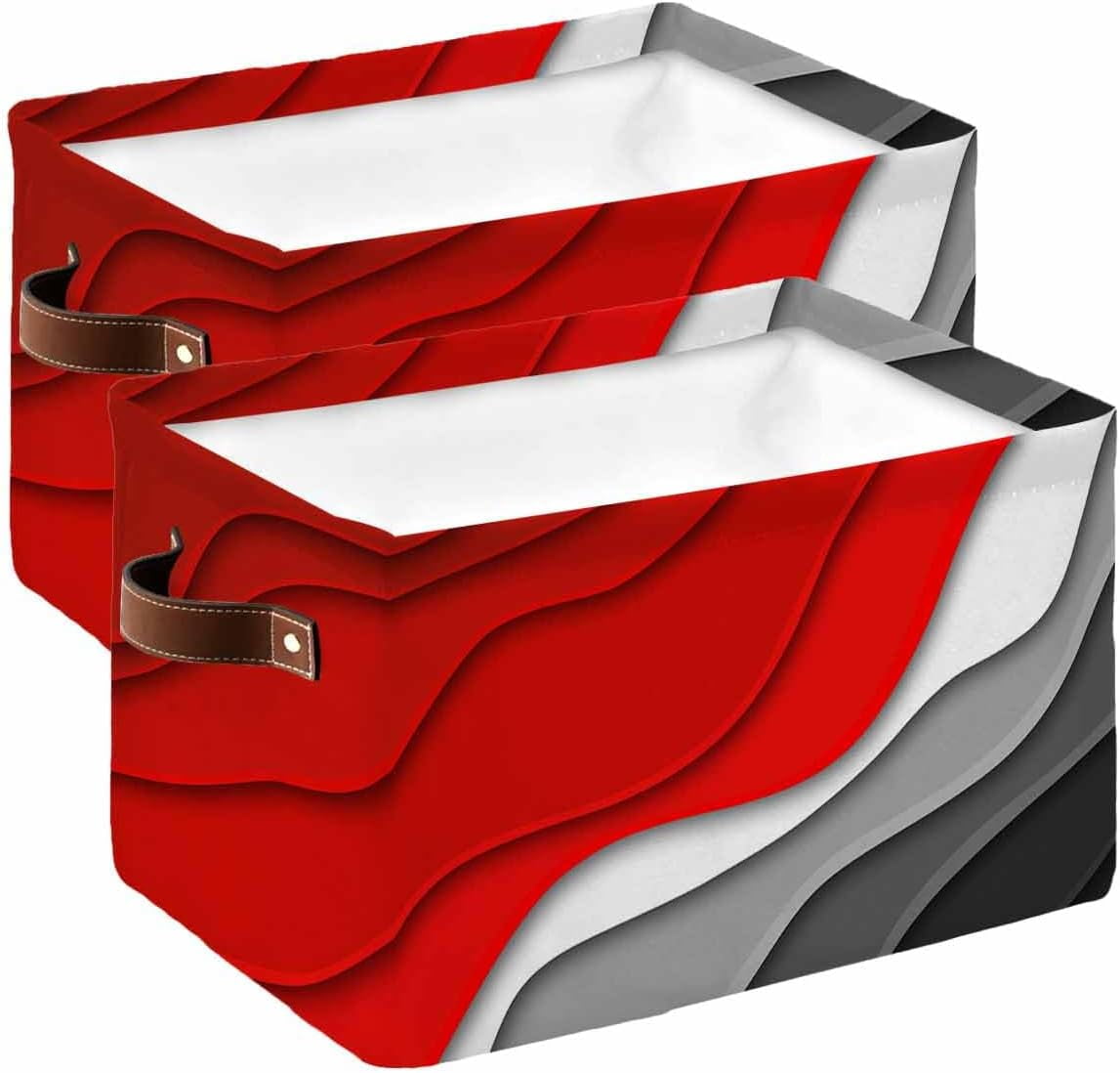 Storage Basket Red Black Modern Geometric Large Foldable Storage Bins ...