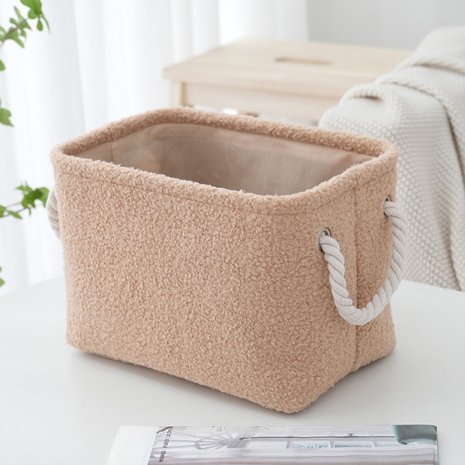 Storage Basket Wash Basket-Curly Faux Fleece Decorative Storage Basket ...