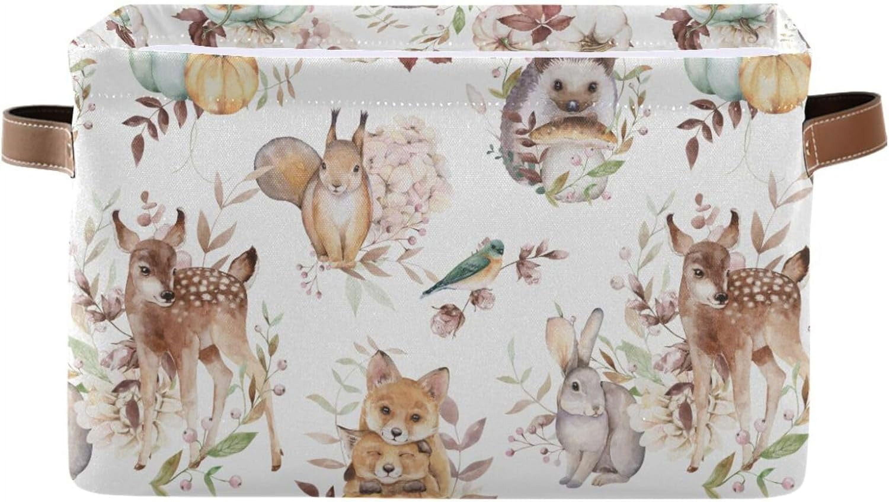 Storage Basket Woodland Animals Foldable Canvas Laundry Baskets Bin ...