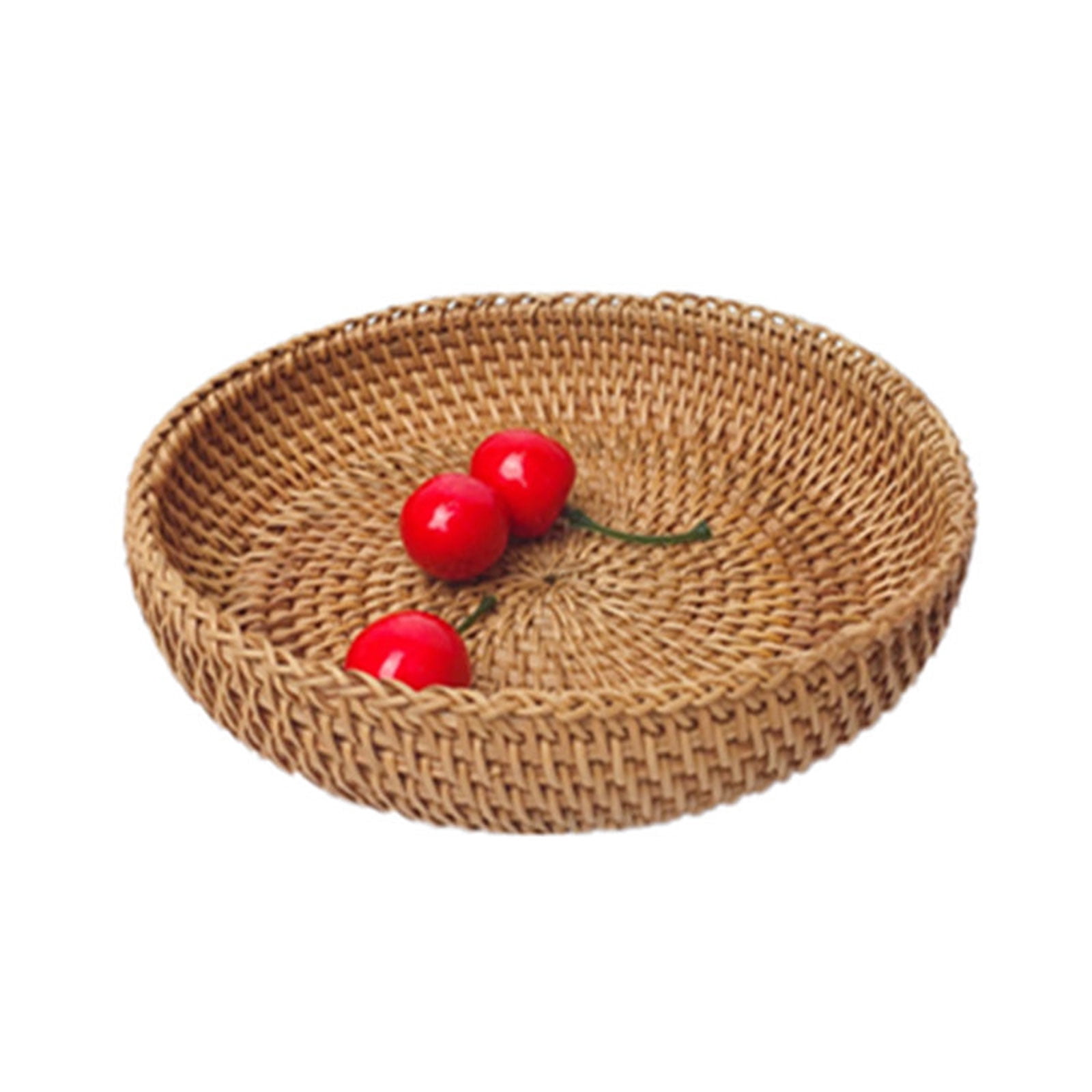 Storage Basket Woven Round Severing Tray Rattan Food Box Snack For ...