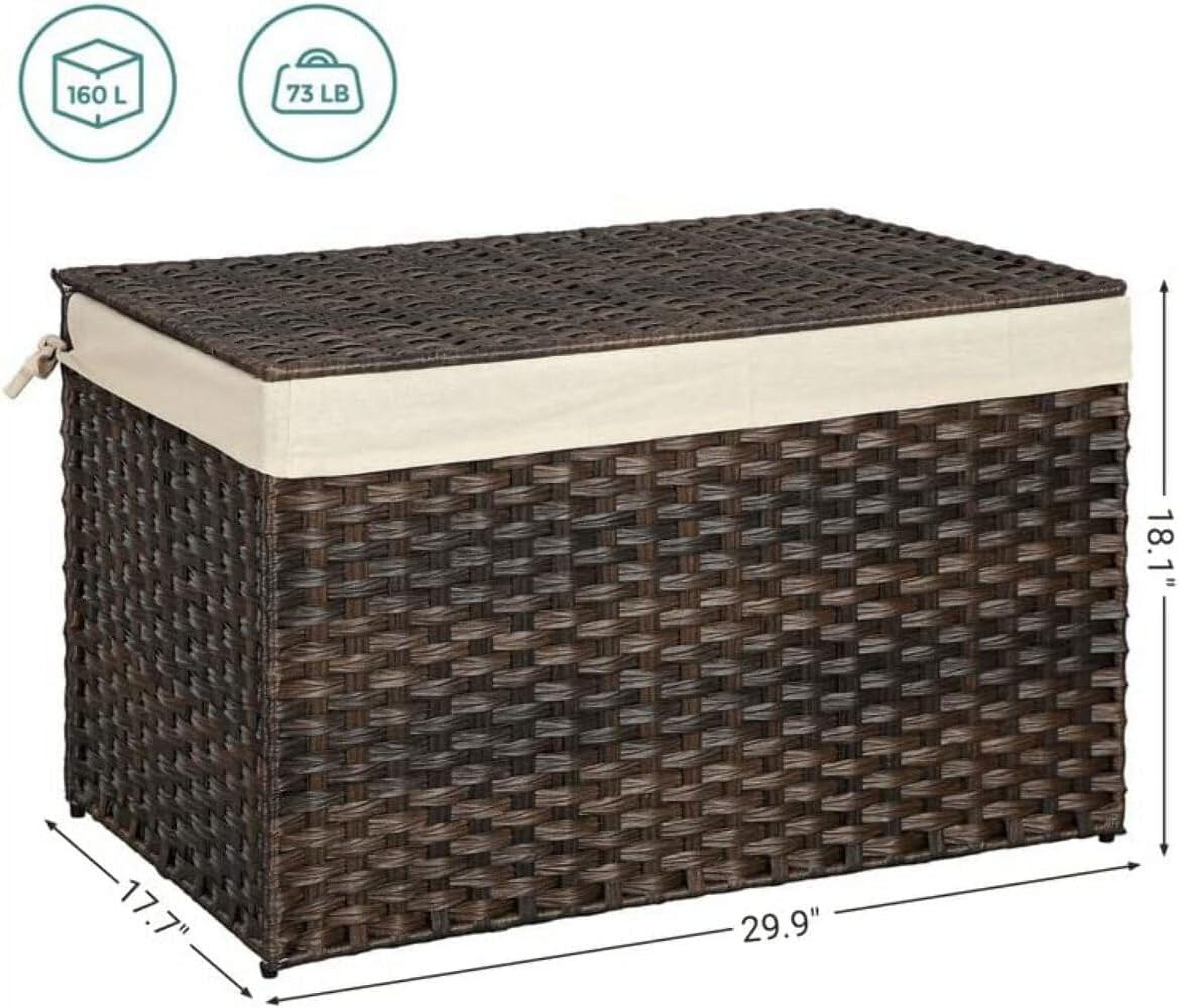 Storage Basket with Lid, 42.3 Gallon (160L) Foldable Storage Bin with ...