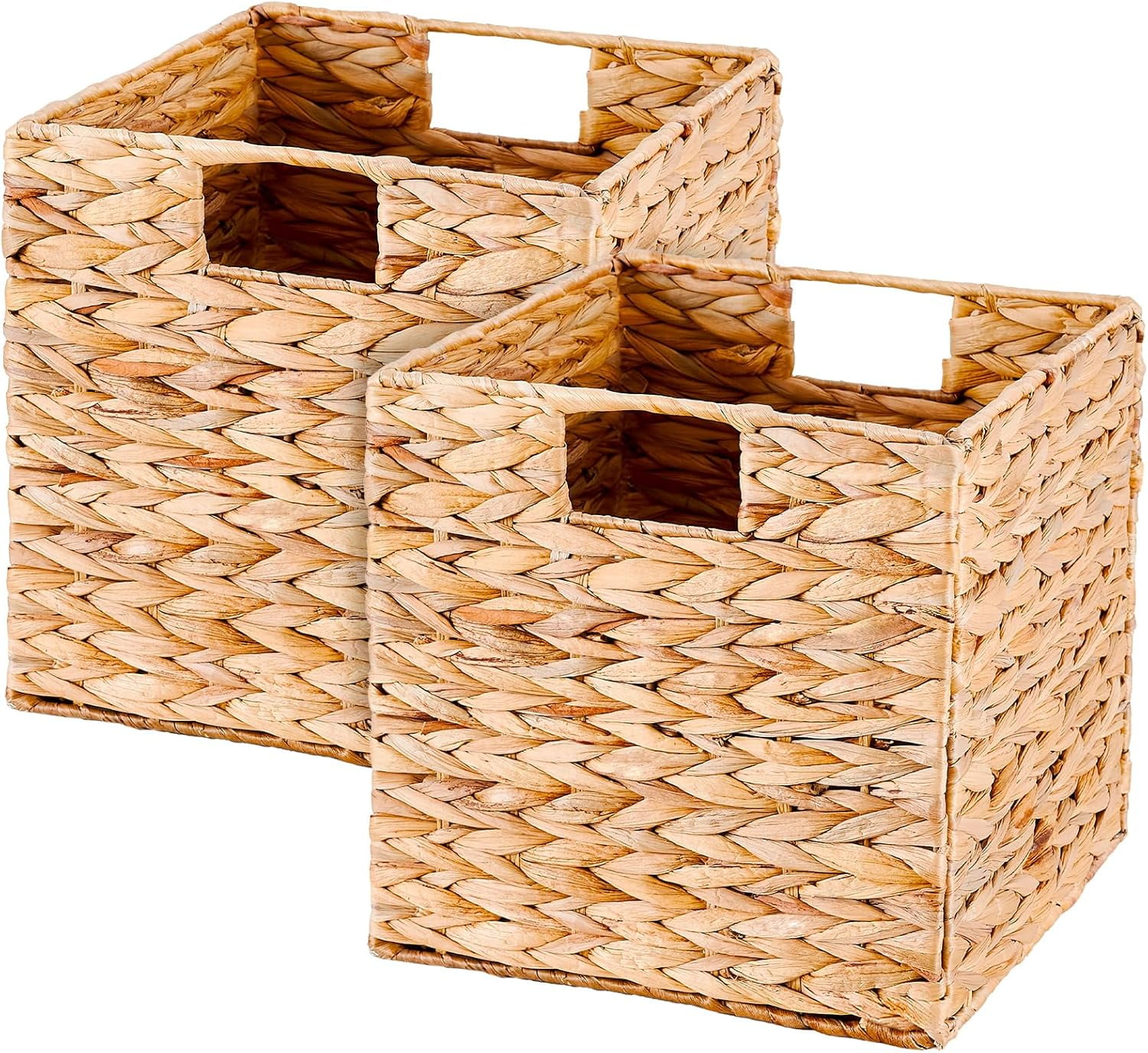 Storage Baskets 9x9in Foldable Handwoven Water Hyacinth Storage Baskets ...