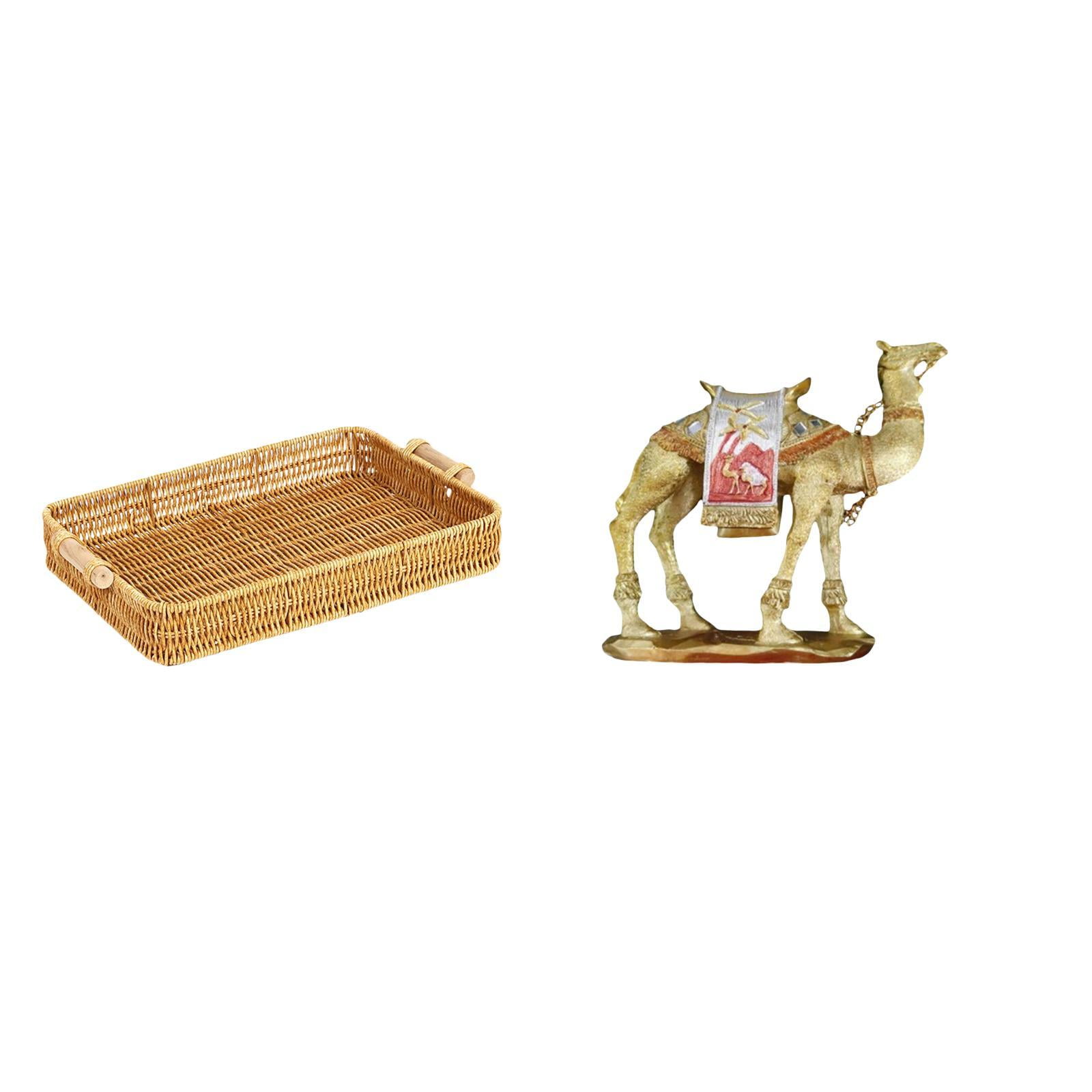 Storage Baskets Camel Figurine Resin Animal Snack Bowl Handmade Woven ...