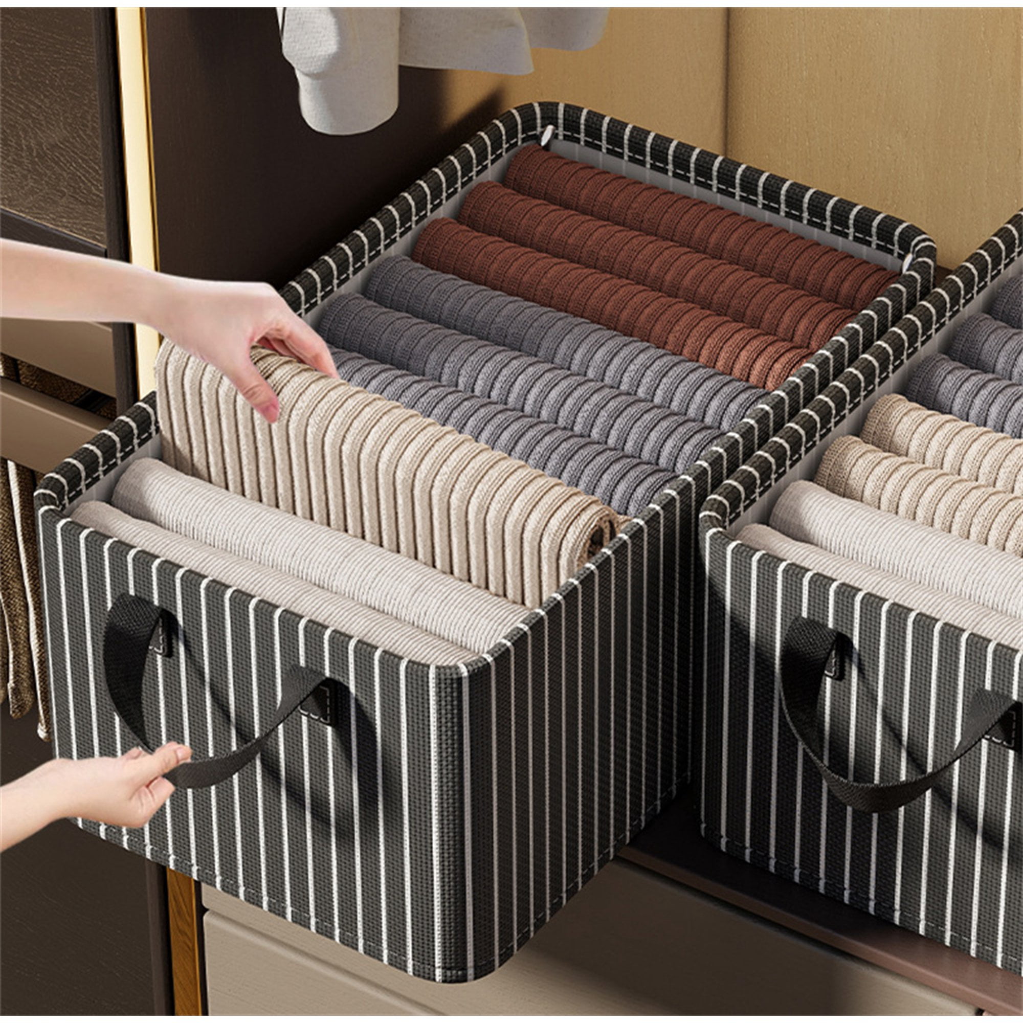 Storage Baskets for Closet, Large Storage Bins with Steel Frame, Oxford ...