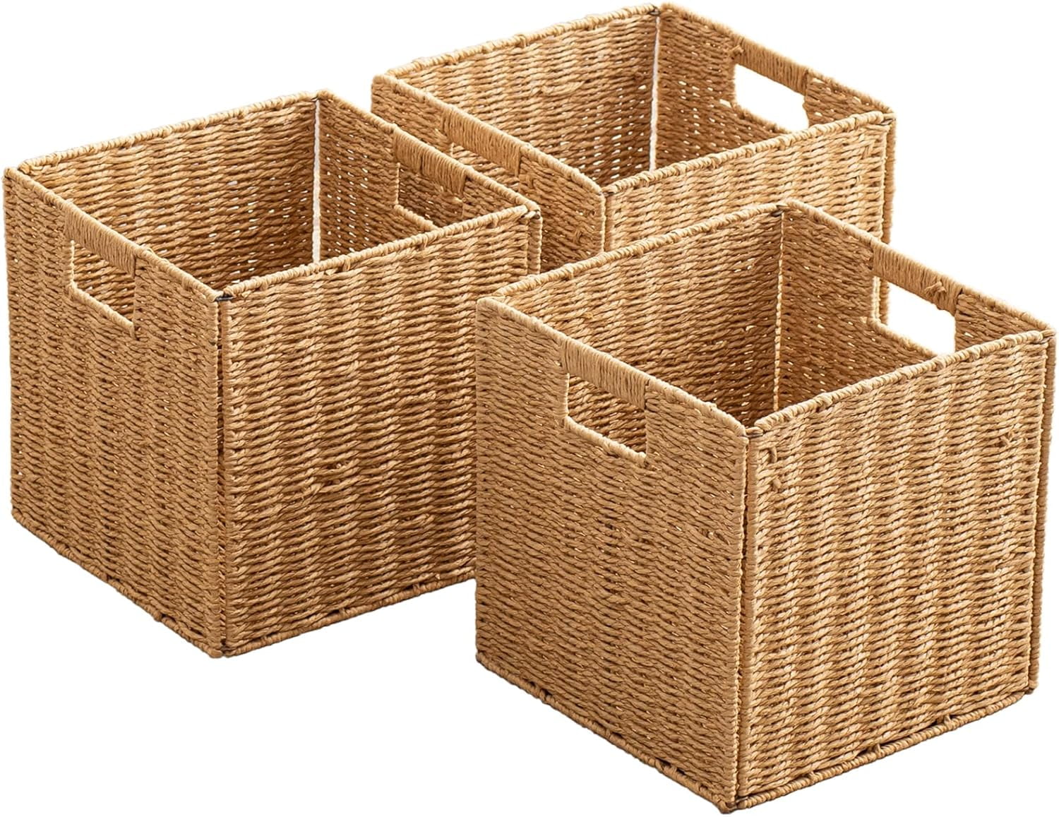 Storage Baskets with Handles Paper Rope Storage Baskets Rectangle ...