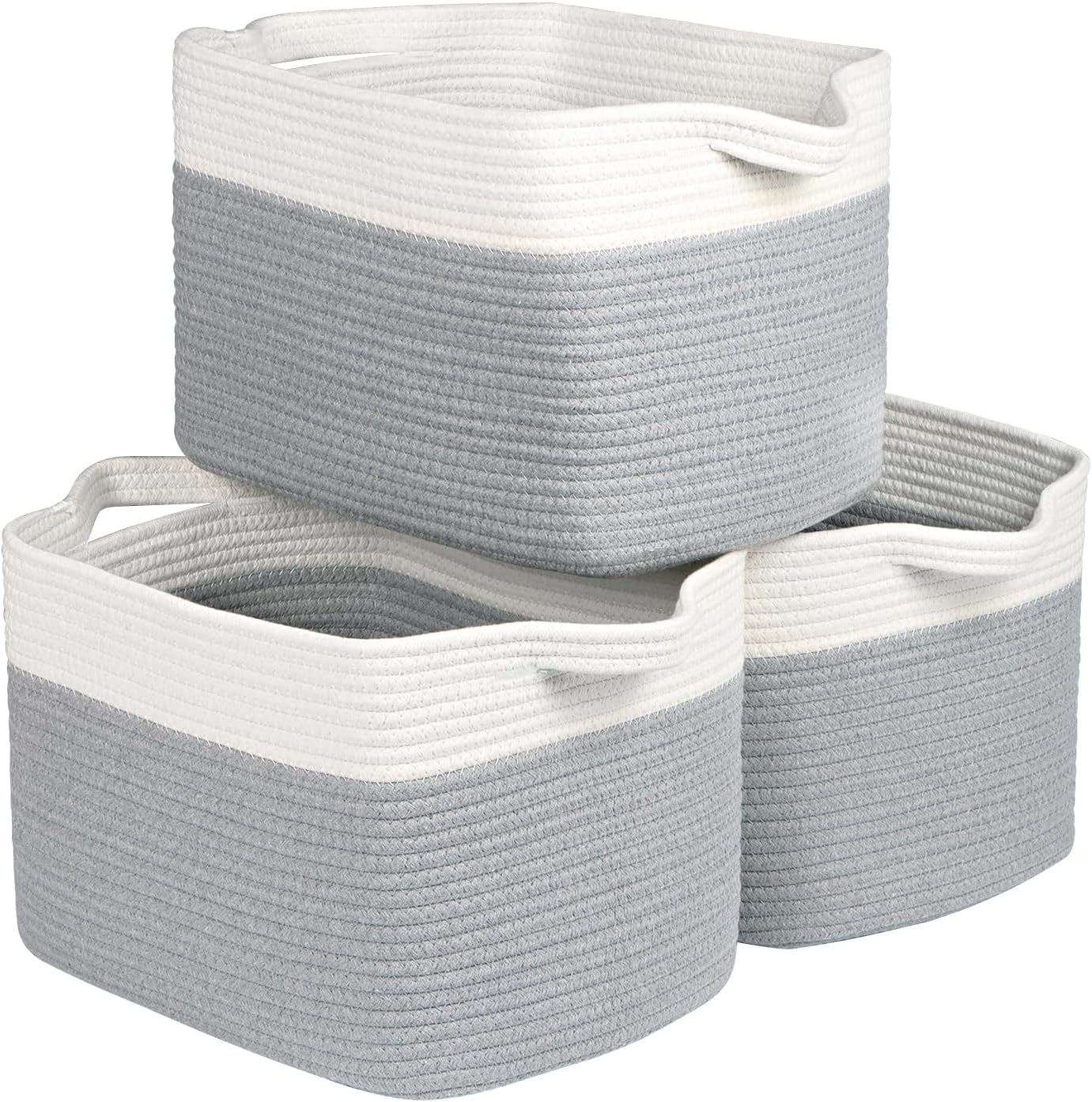 Storage Baskets for Organizing 15”x11”x10” Rope Storage Baskets for ...