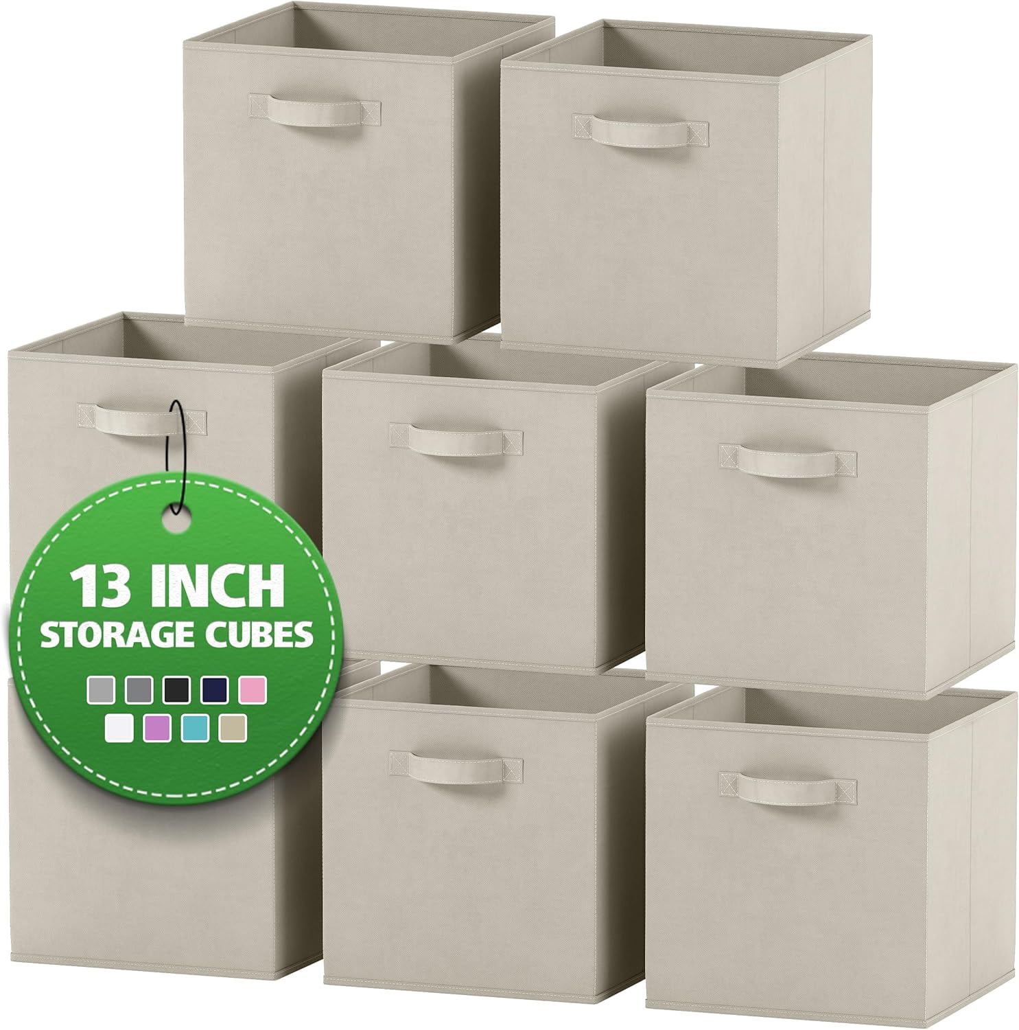 Storage Baskets - Set of 8 Heavy-Duty 13x13 Inch Cubes for Organizing ...