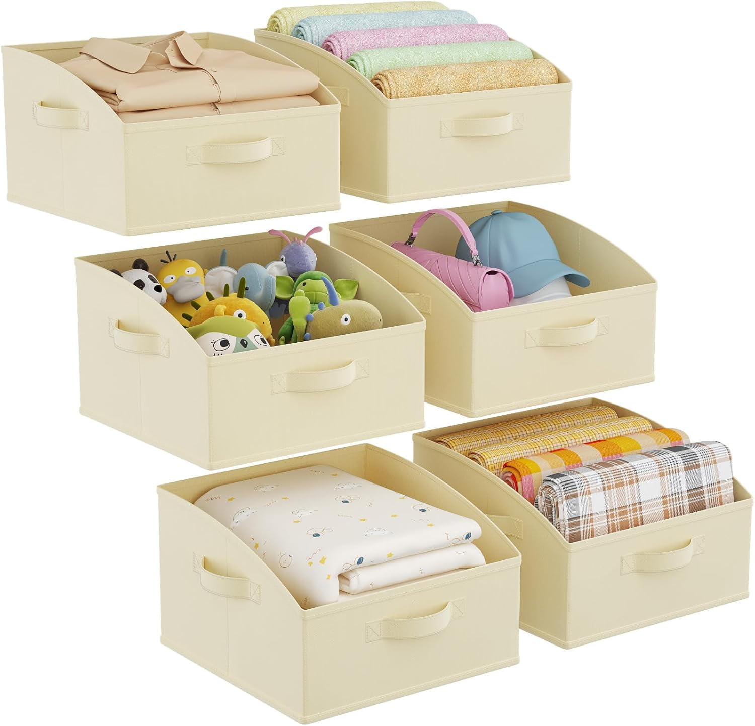 Storage Baskets for Shelves, 6 Packs Non-woven Fabric Trapezoid Closet ...
