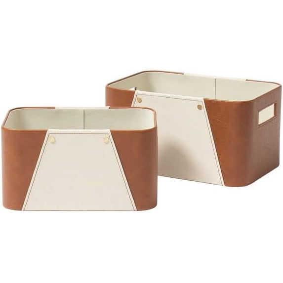 Storage Baskets for Organizing, 2 Pack, Storage Cube Boxes Luxury Brown ...
