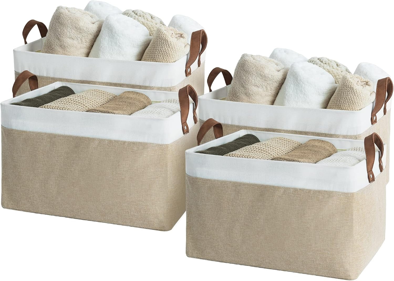 Storage Baskets for Shelves with Metal Frame, Organizing Basket, Shelf ...