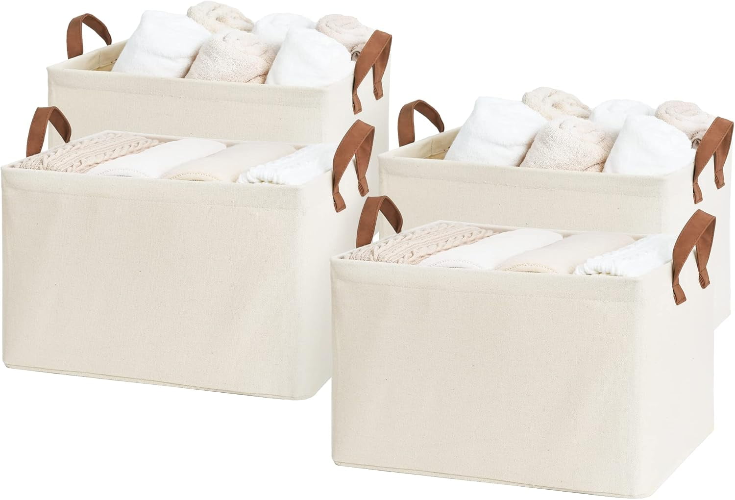 Storage Baskets for Shelves with Metal Frame, Organizing Bins, Fiber ...