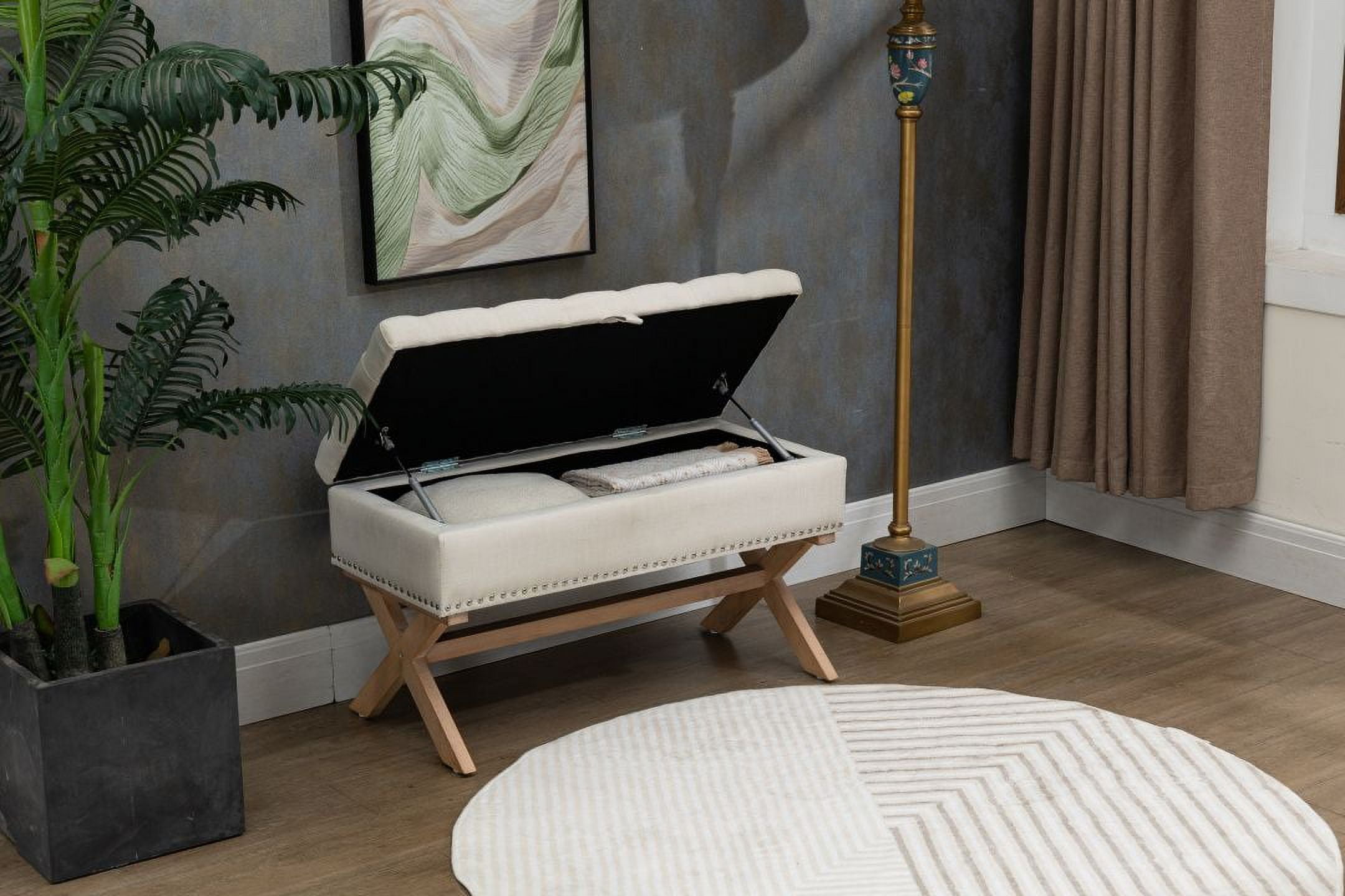 Storage Bench 35" Modern Luxury Entryway Bench Storage Living Room Foot ...