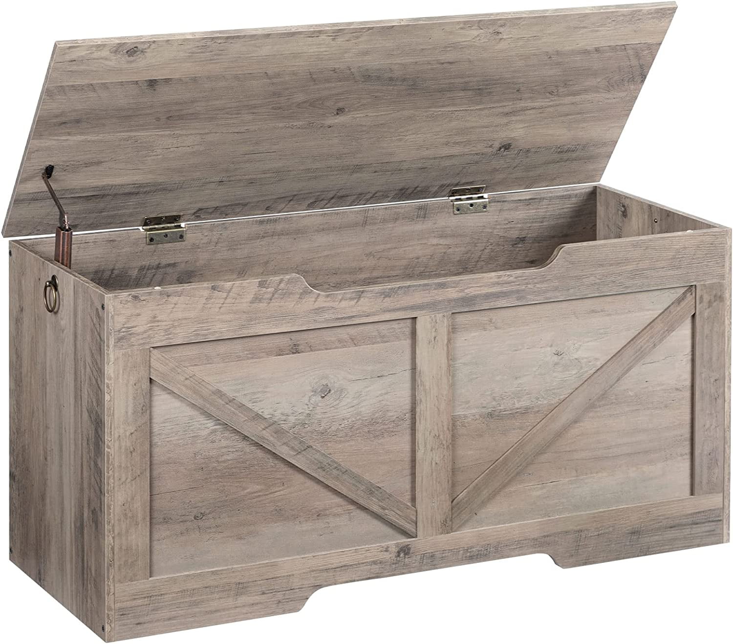 Storage Bench, 39.4” Retro Wooden Storage Chest with U-Shaped Cut-Out ...