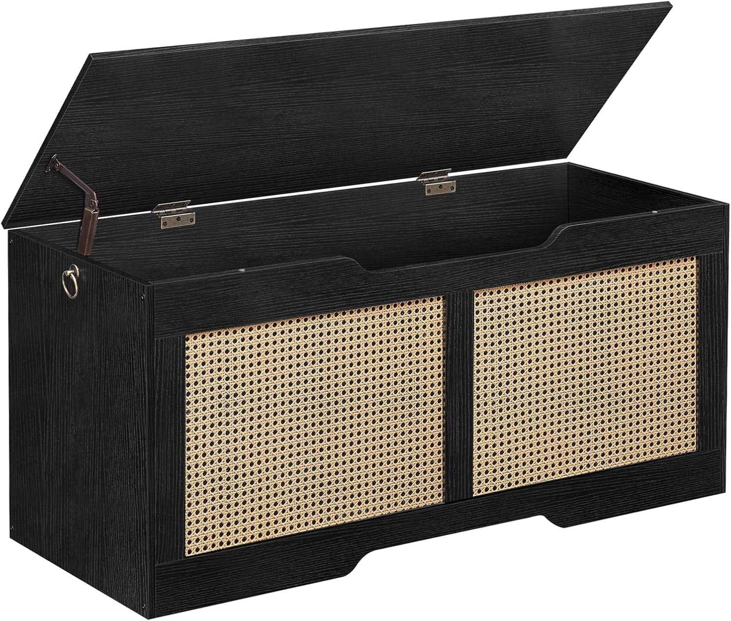 Storage Bench, 43.3" Toy Box, Rattan-Like Storage Chest, Sturdy ...