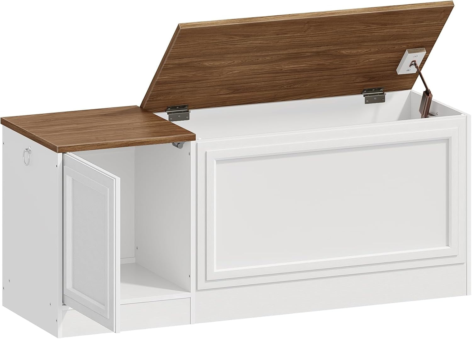 Storage Bench, 47.2" Wooden Toy Box Organizer, Farmhouse-Style Storage ...