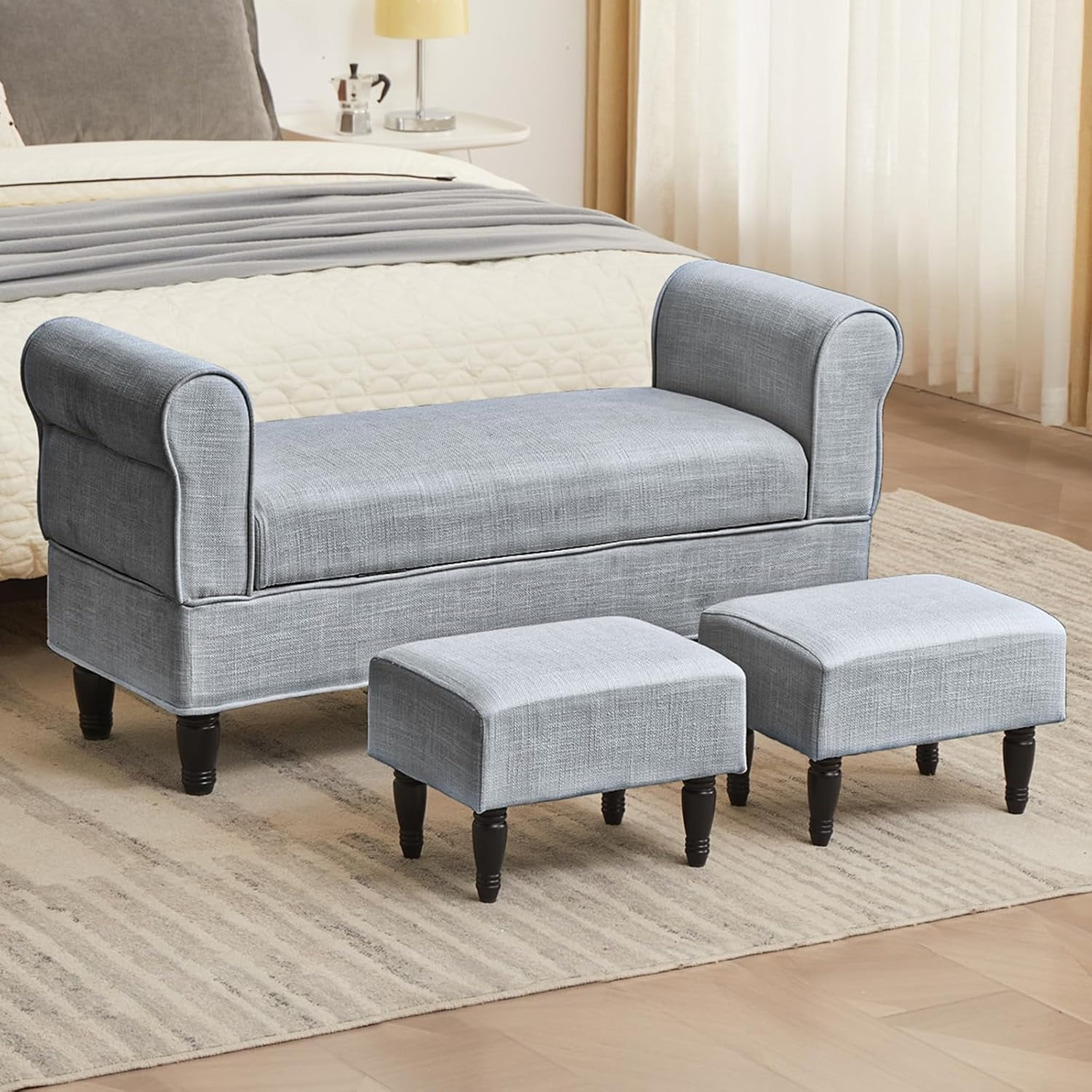Storage Bench for Bedroom with 2 Ottoman Footrest Tufted End of Bed ...