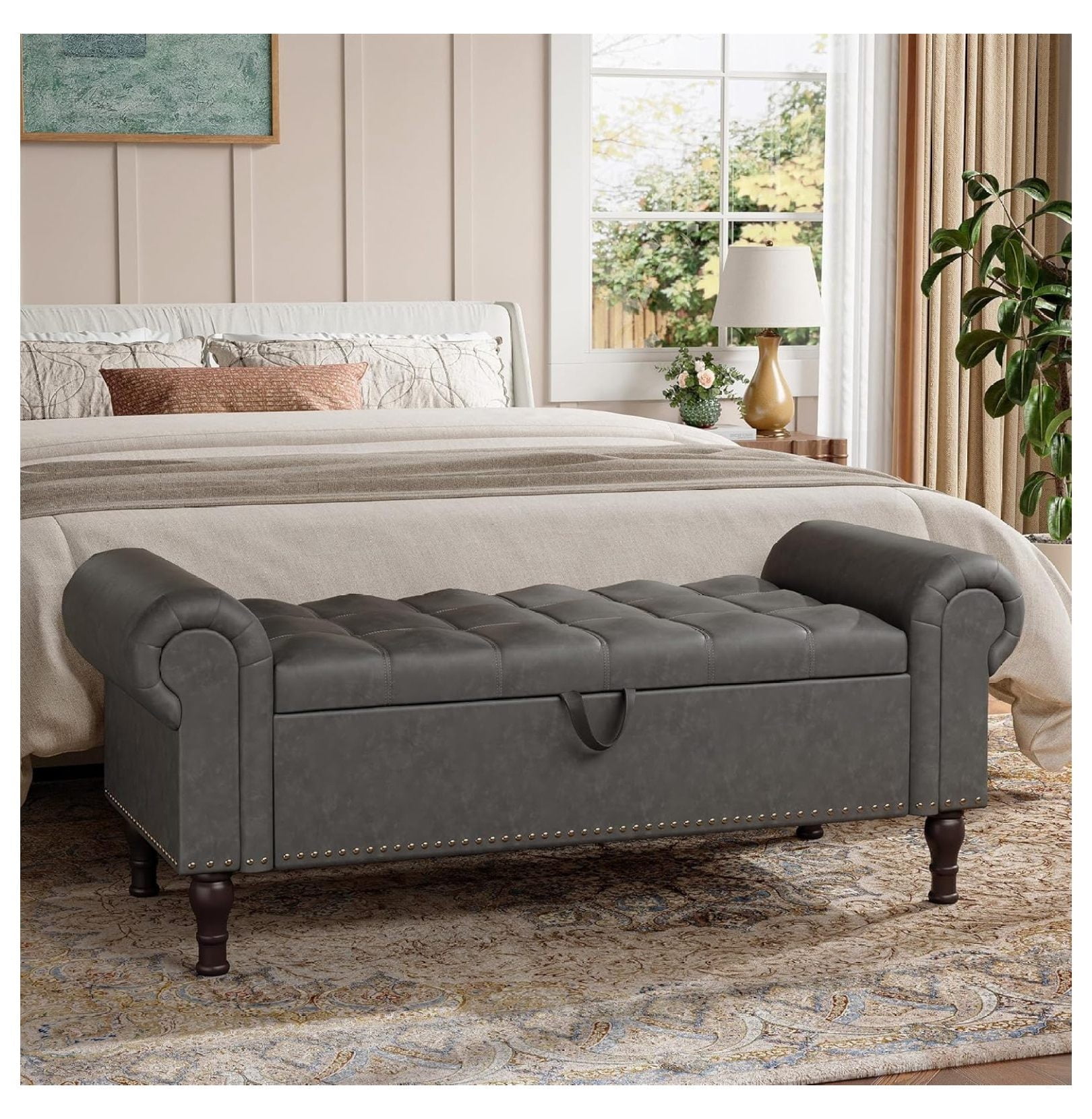 Storage Bench for Bedroom, 51" Full Queen Storage Bench, Upholstered ...