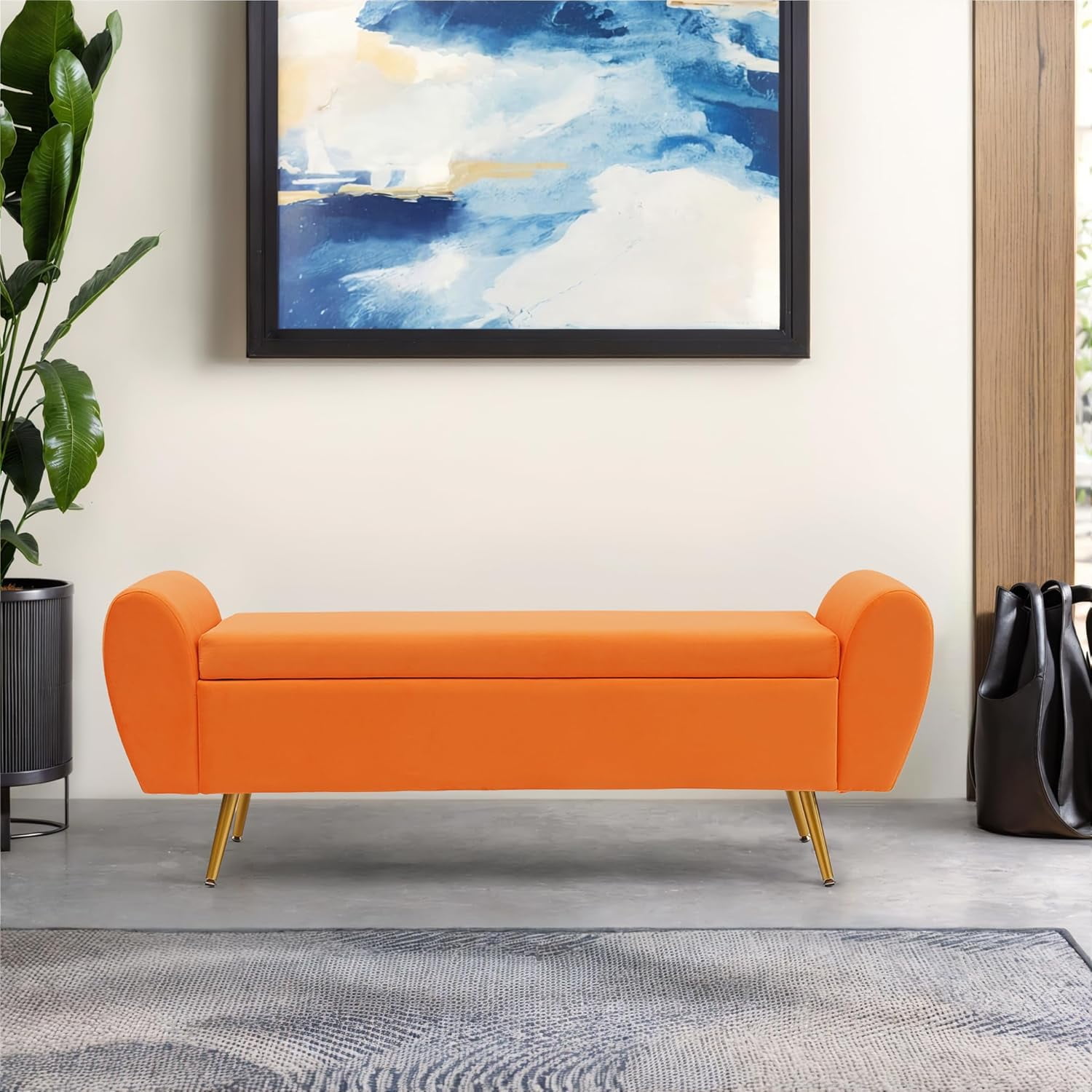 Storage Bench for Bedroom 57" Extra Long Bench for King Size Bed Modern ...