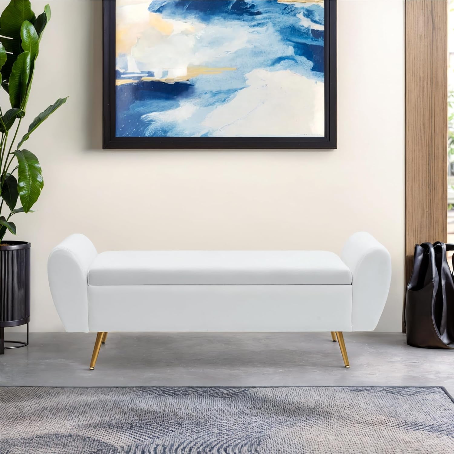 Storage Bench for Bedroom 57" Extra Long Bench for King Size Bed Modern ...