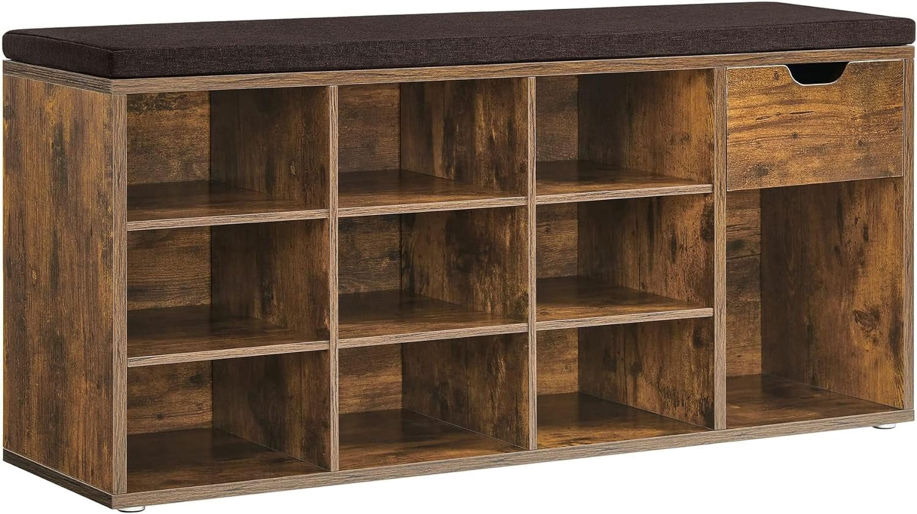 Storage Bench, Entryway Bench with Cushion, Drawer and Open ...