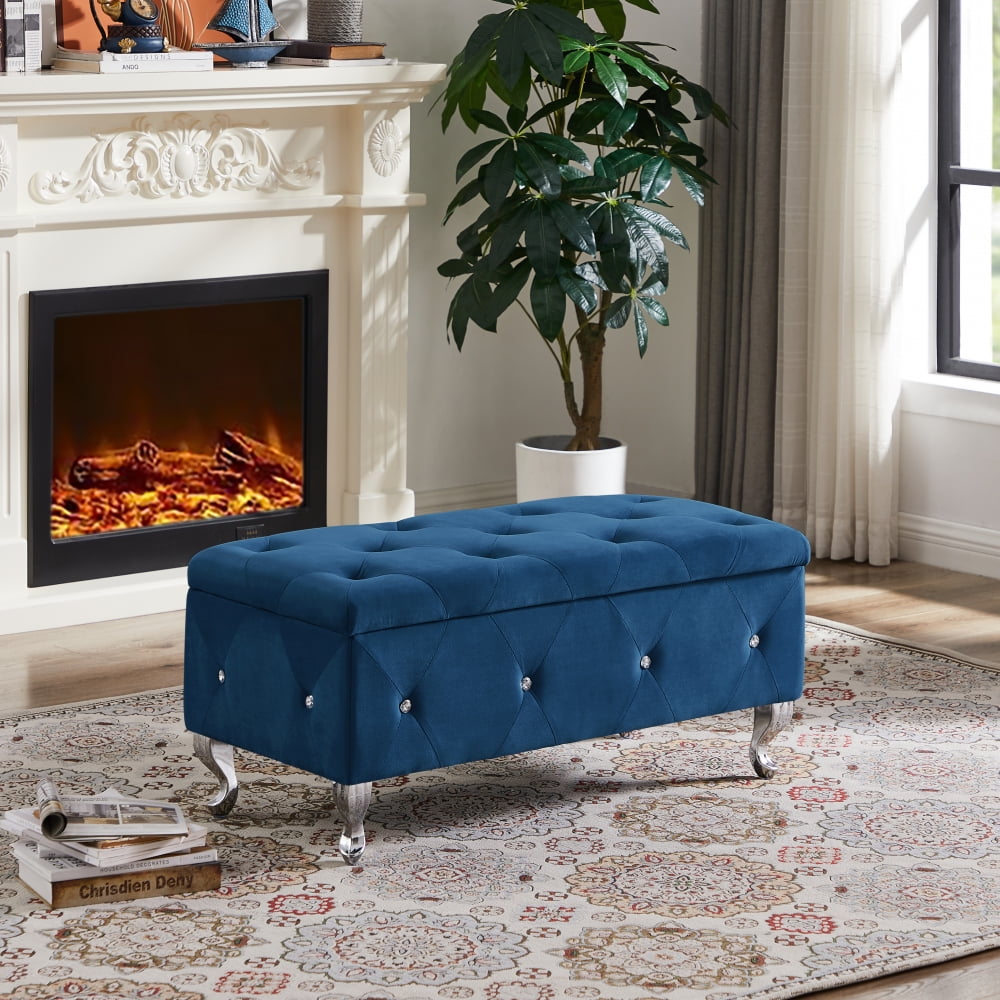 Storage Bench, Entryway Ottoman Bench with Safety Hinge and Large ...