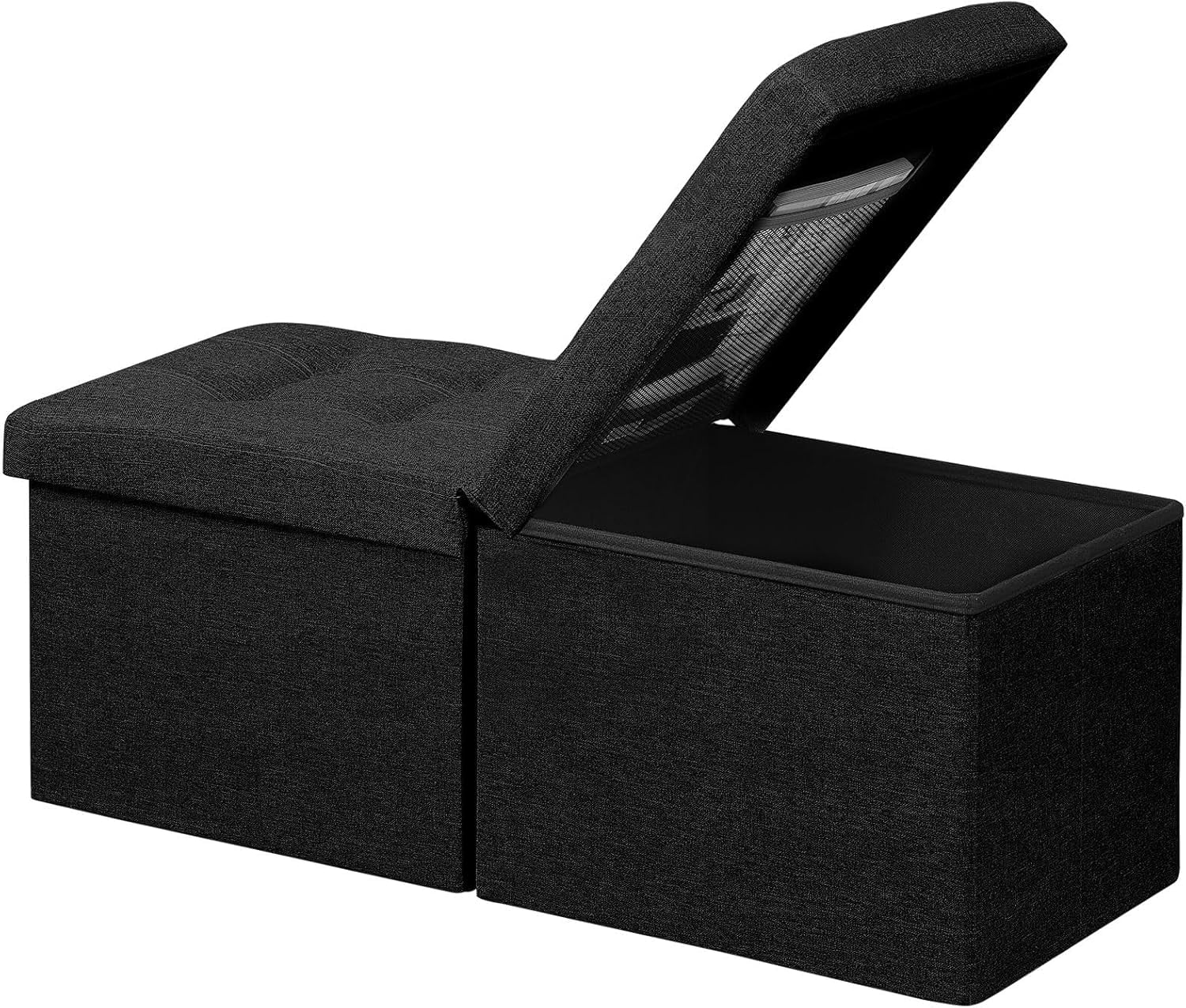 Storage Bench Folding Storage Ottoman Foot Rest Stool, 34 inch Black ...